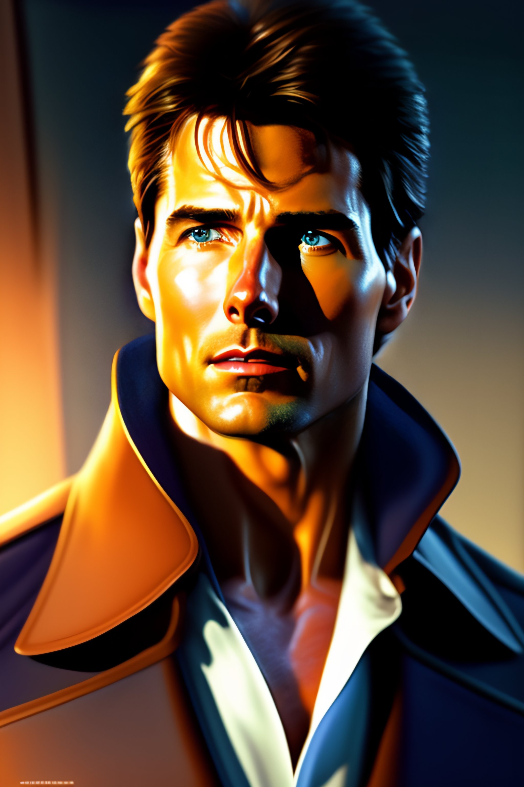 Lexica - An exhausted tom cruise as Gendo Ikari, key lighting, soft ...