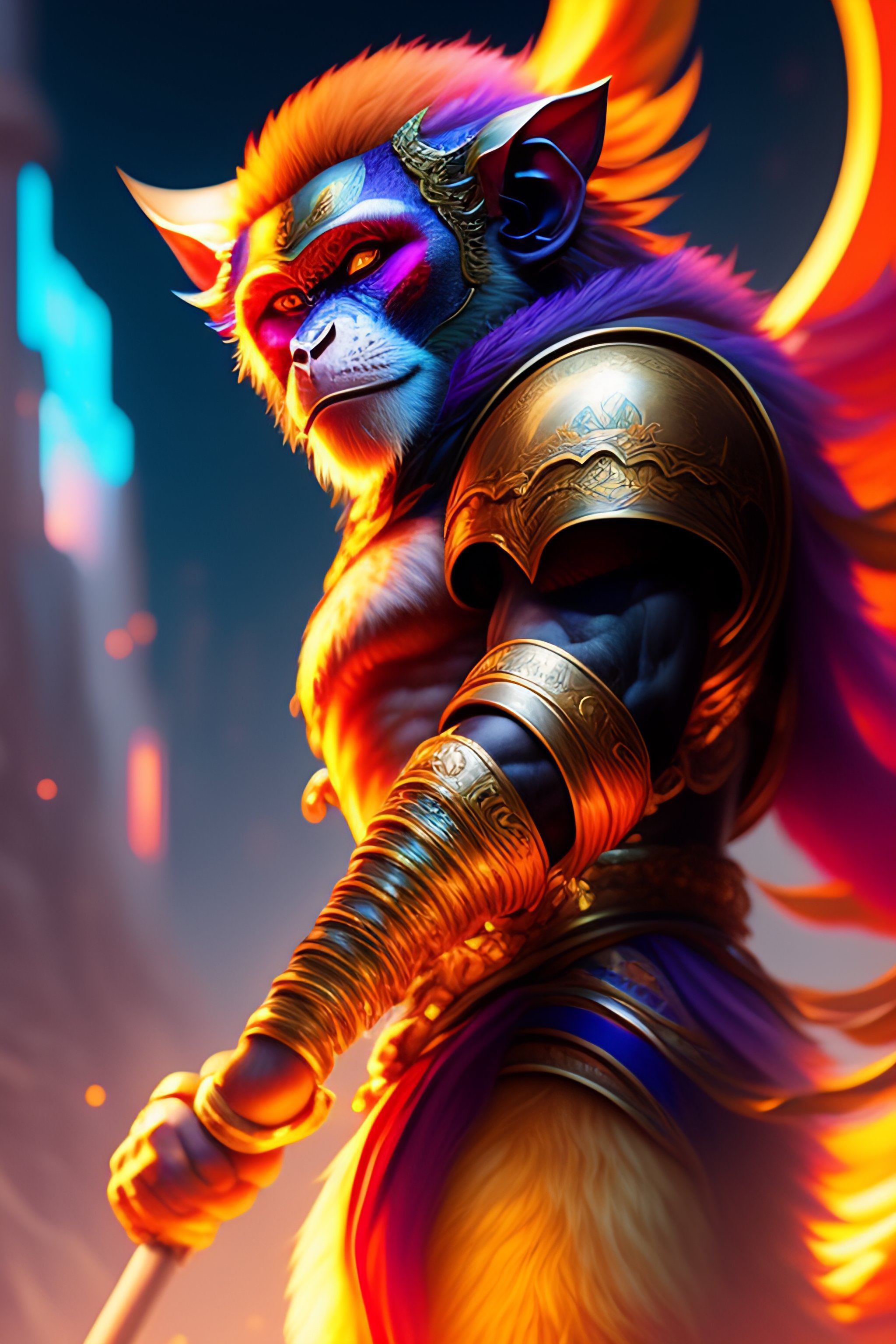 Lexica - Wukong,monkey,league of legends, vaporwave aesthetic, colorful ...