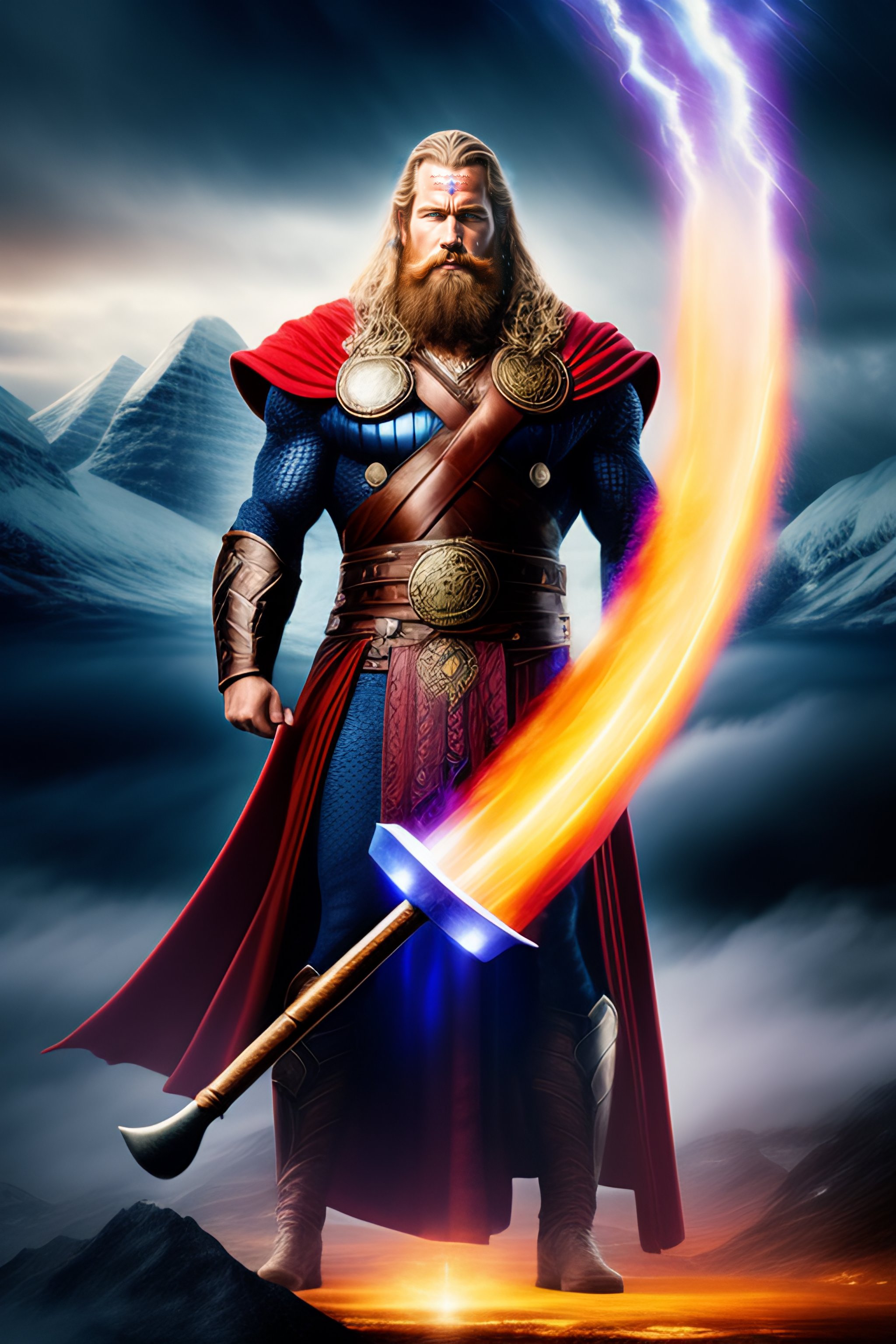 Lexica - Realistic, psychedelic image of Thor Norwegian Viking God ...