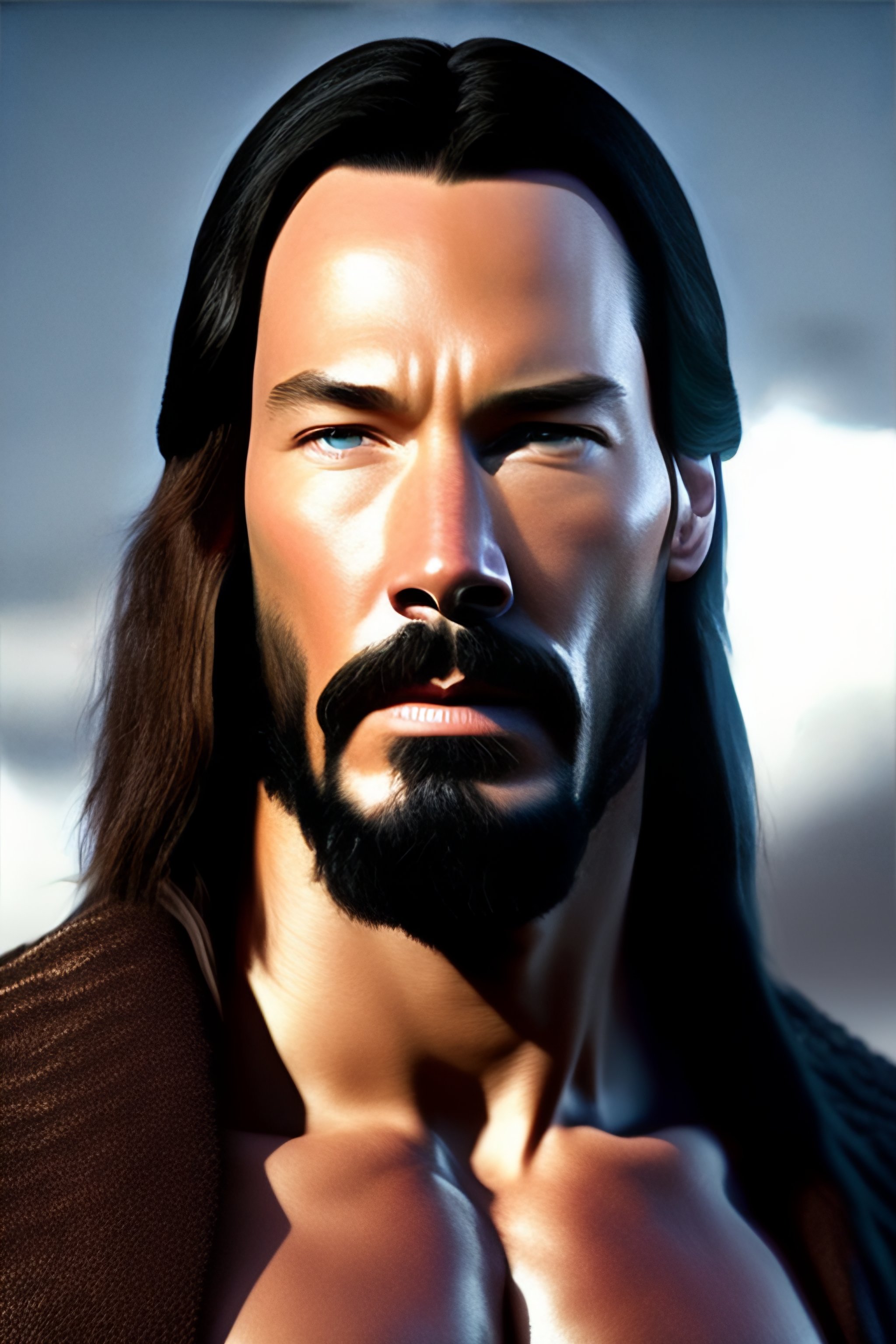 Lexica - Viking man warior realistic ,black and wite ,keanu reeves up ...