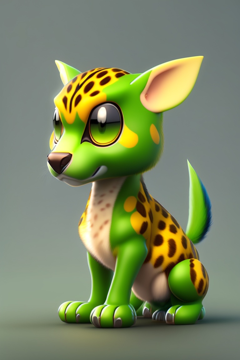 Lexica - A green grass-type Pokémon that resembles a baby cheetah with ...