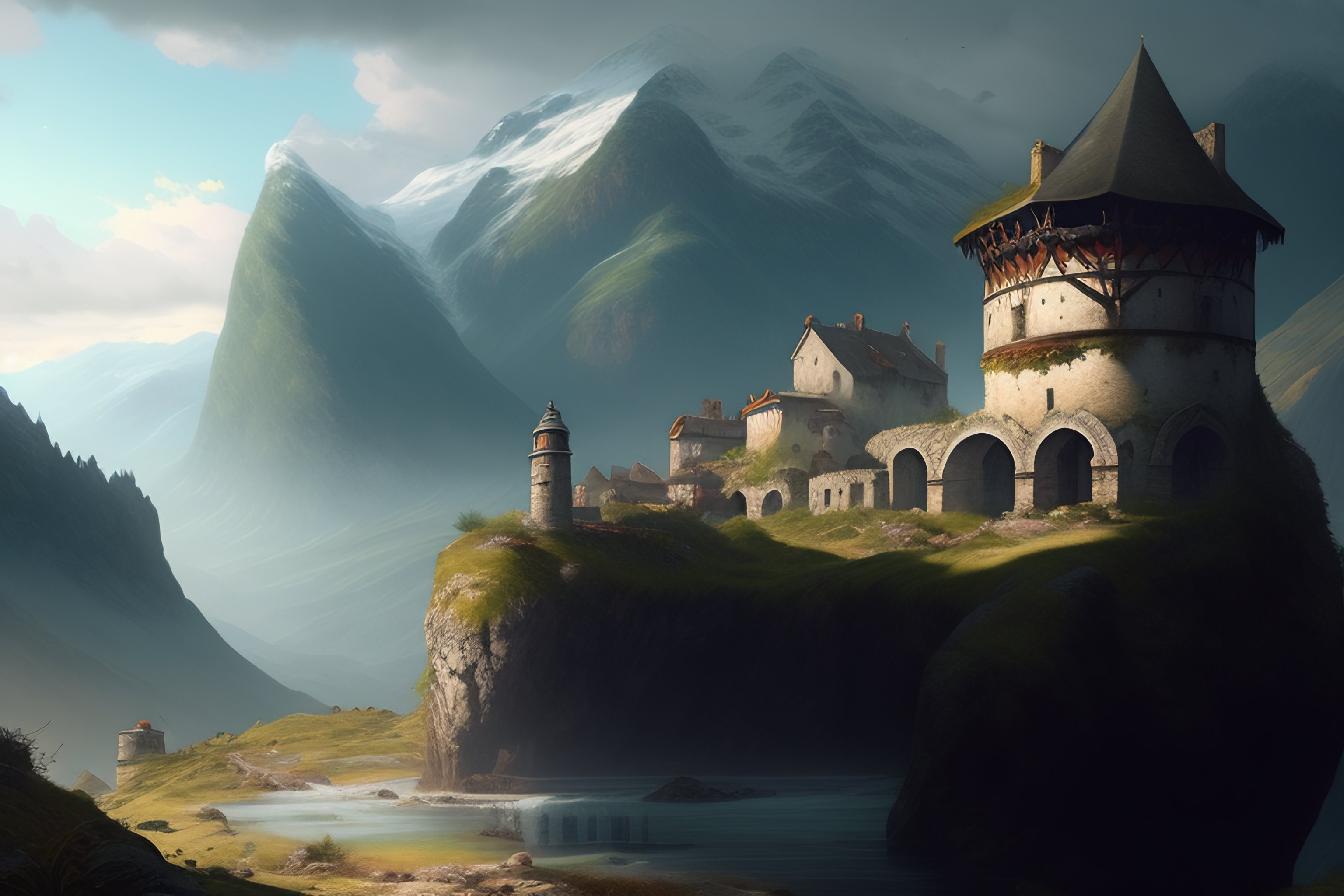 Lexica - Bleak medieval fortified village at the bottom of a valley ...