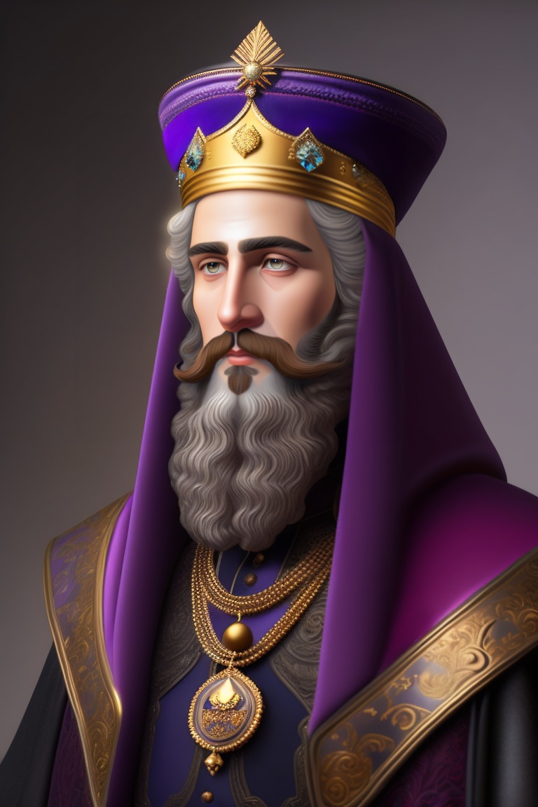 Lexica - King Solomon, king's clothes in purple and gold, crown on his ...