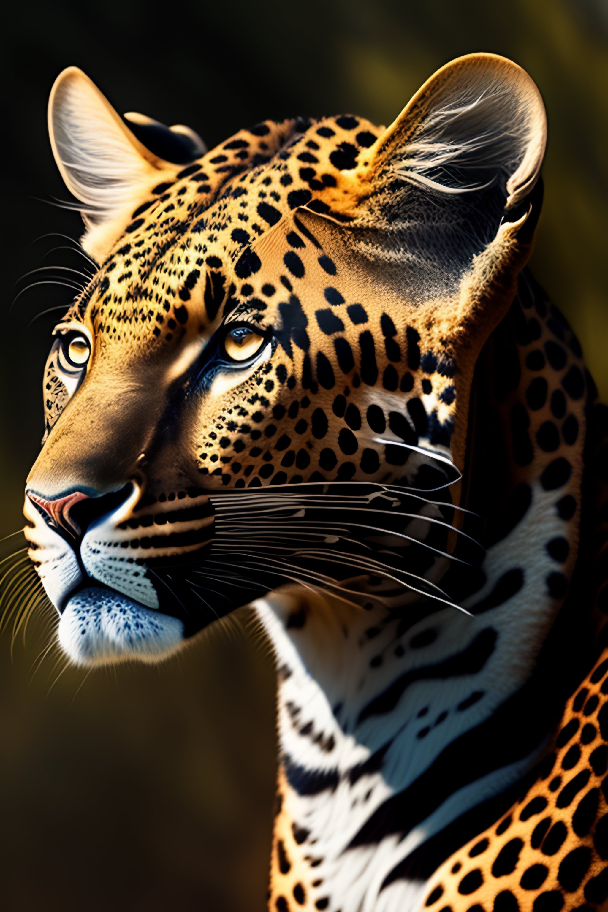 Lexica - A realistic portrait of a leopard with 7 heads and 10 horns