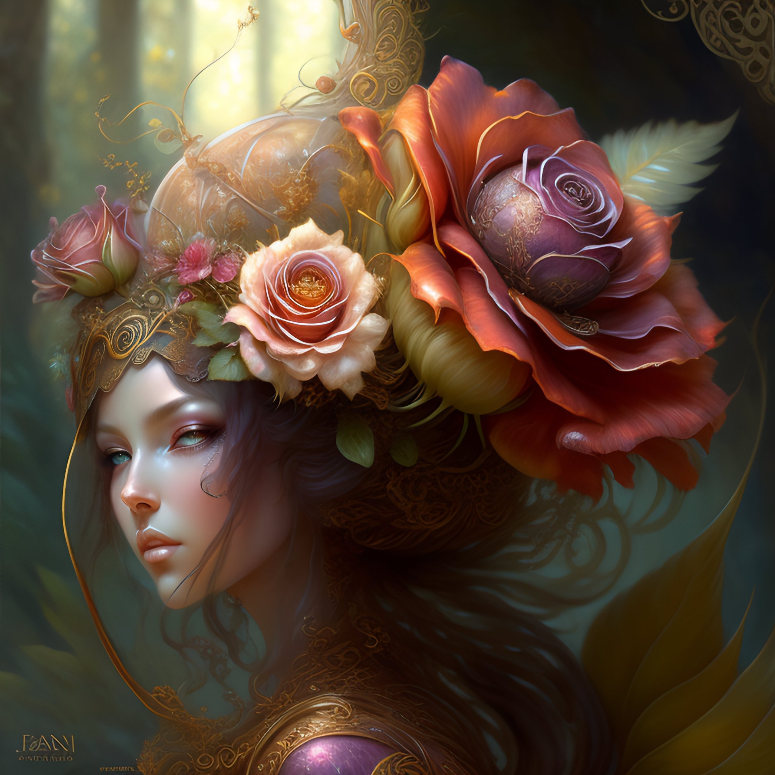 Lexica - Magnificent fantasy stylized rose bouquet , intertwined with ...