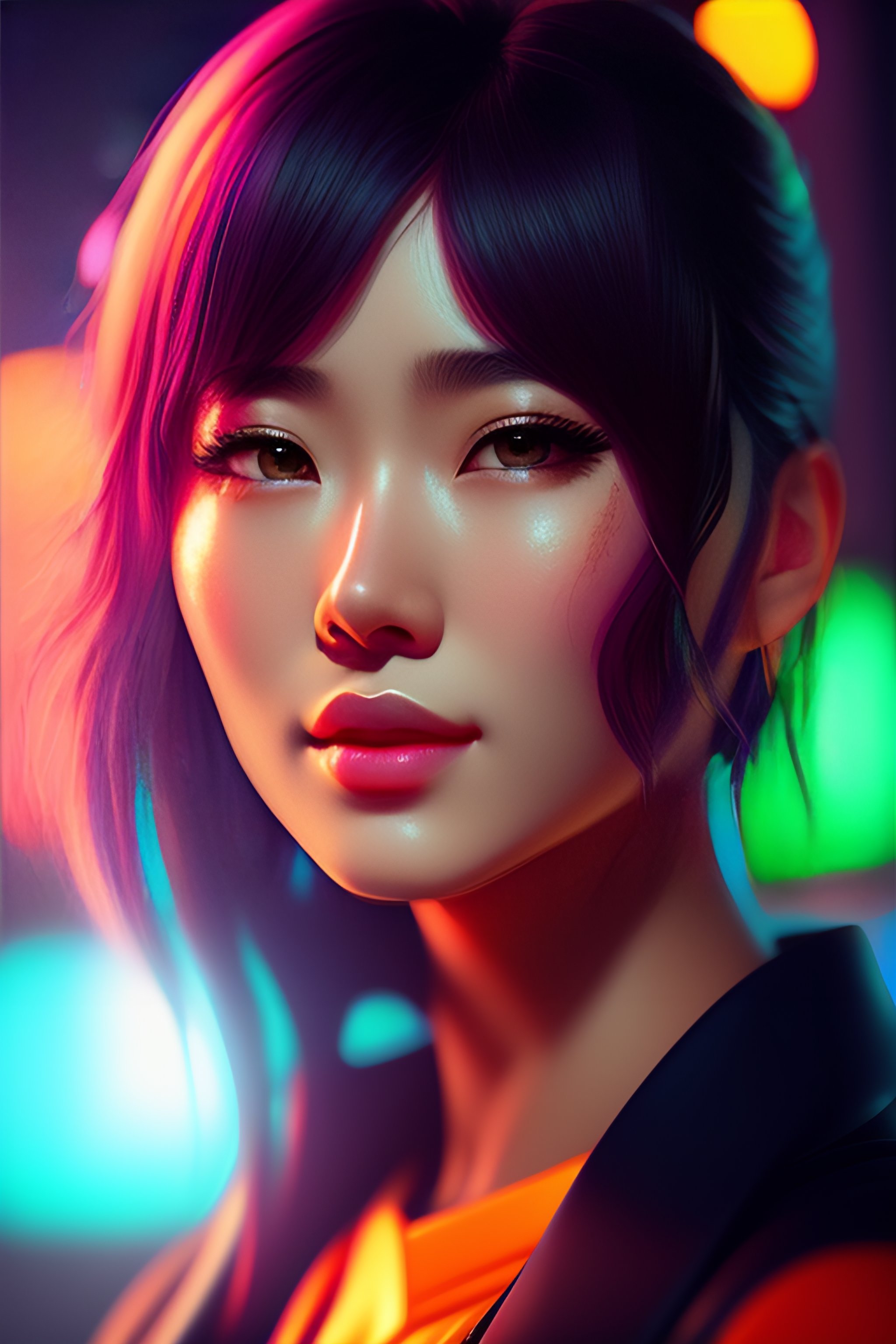 Lexica - Anime of girl, beautiful face, neon, anime, octane render, a ...