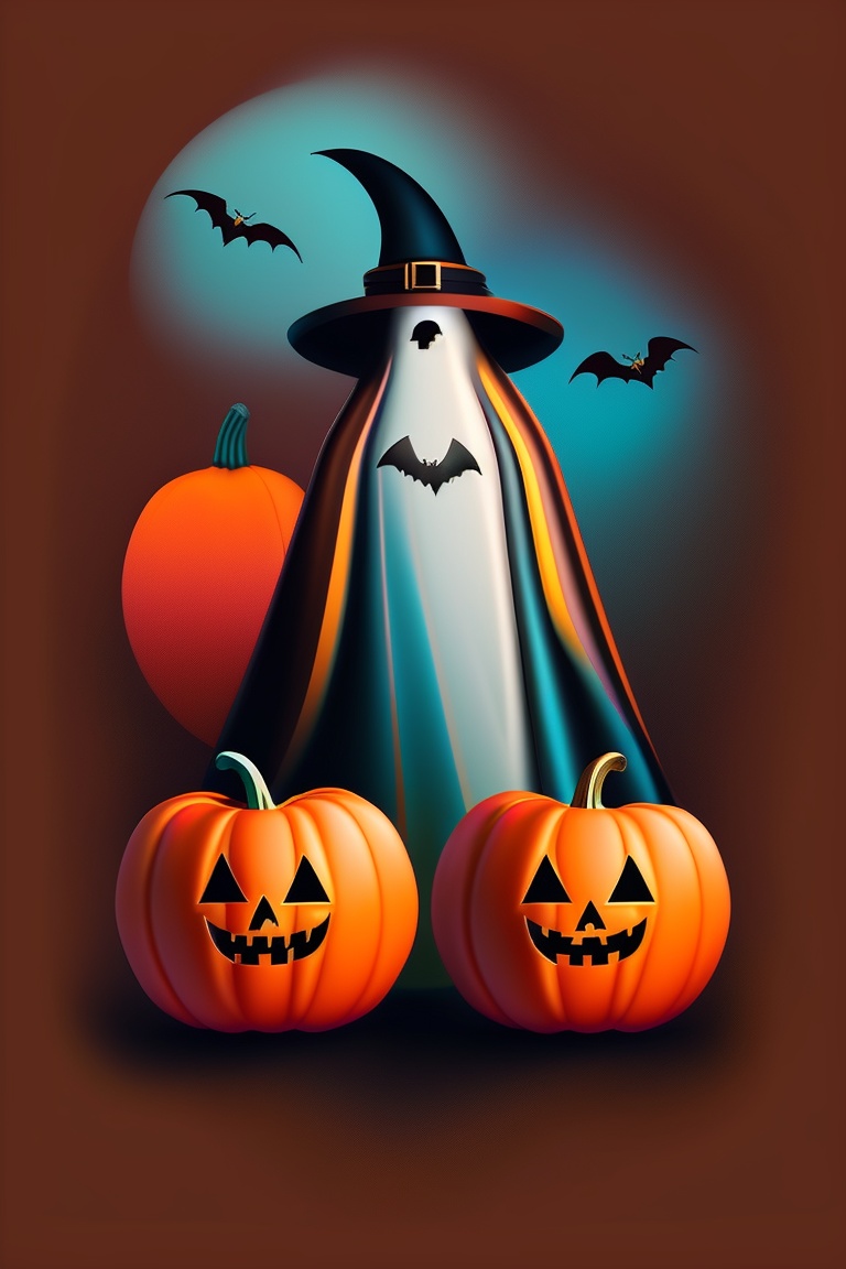 Lexica - Halloween motif with the pumpkin and ghost ,andy Warhol style