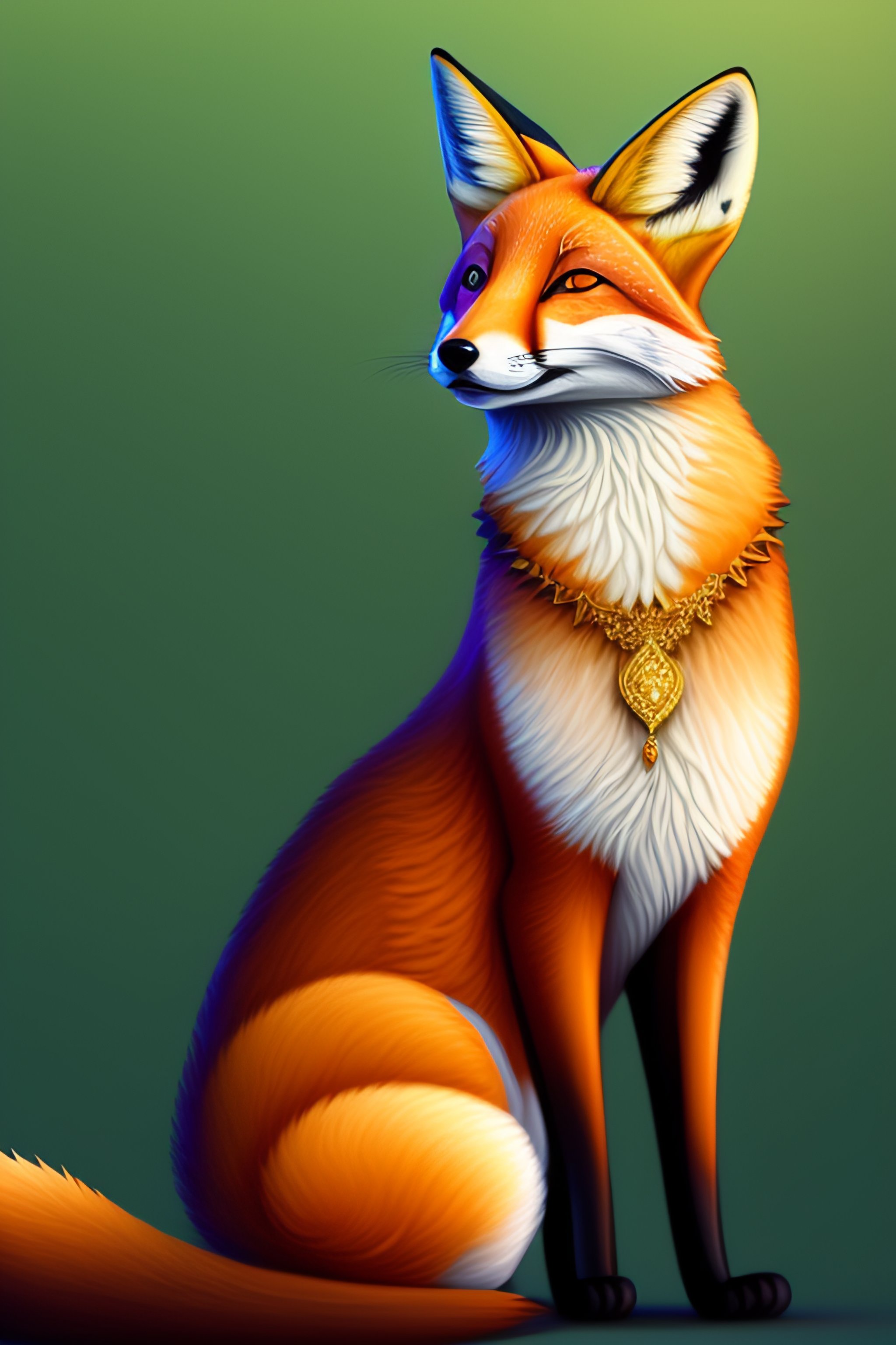Lexica - 2d illustration of a anthropomorphic fox, wearing gold dress ...