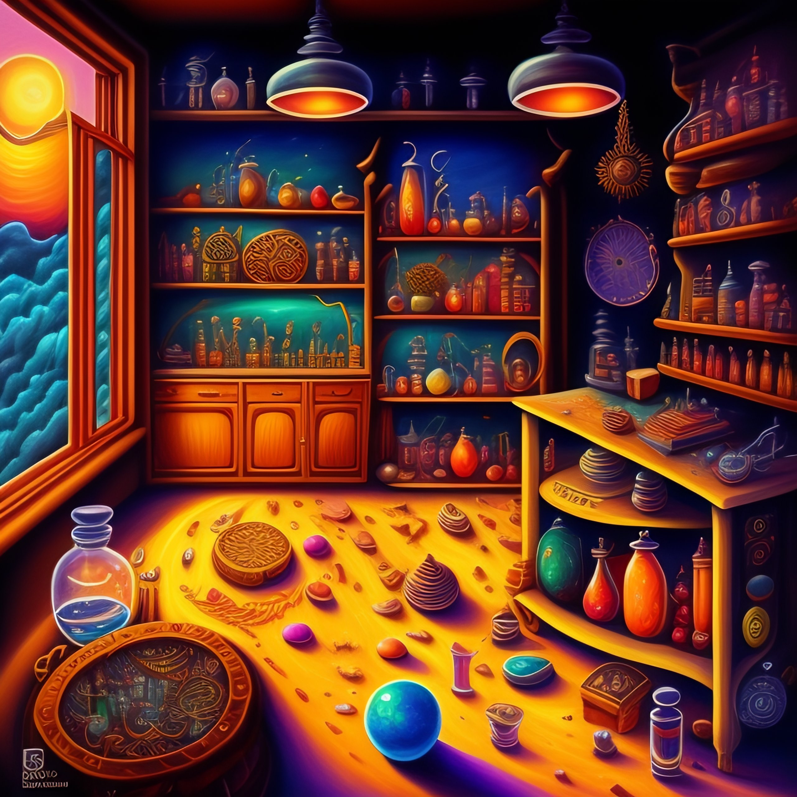Lexica - Messy hand-drawn painting of a chaotic laboratory with lots of ...