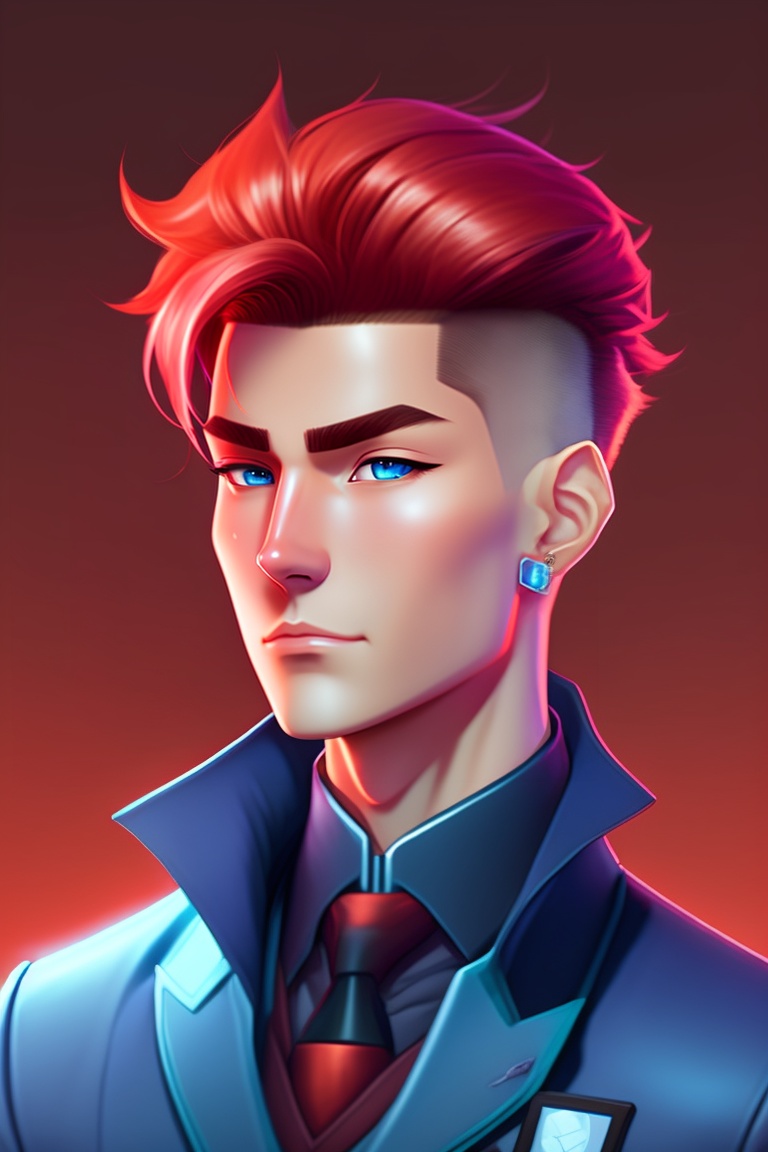 Lexica - A webtoon character with an undercut hairstyle, blue eyes, and ...