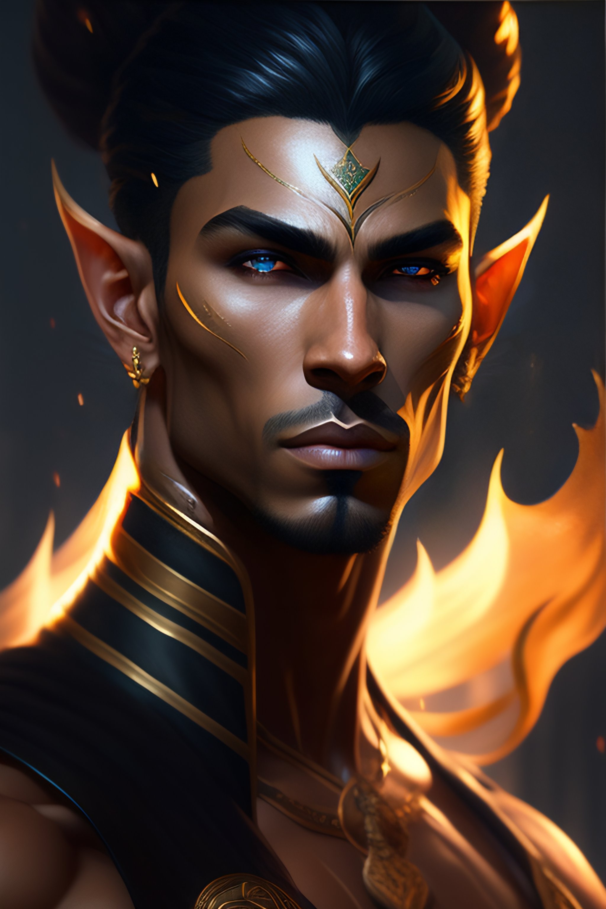 Lexica - Male Elven Sailor. long pointy ears. Muscular. Long black ...
