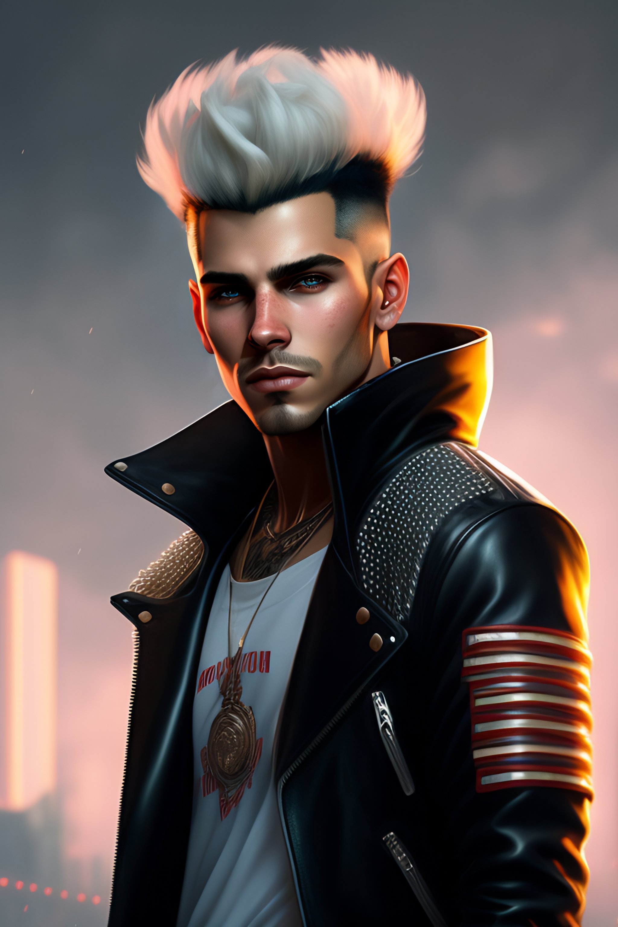 Lexica - Realistic portrait of an 80s white young male punk rocker, bad ...