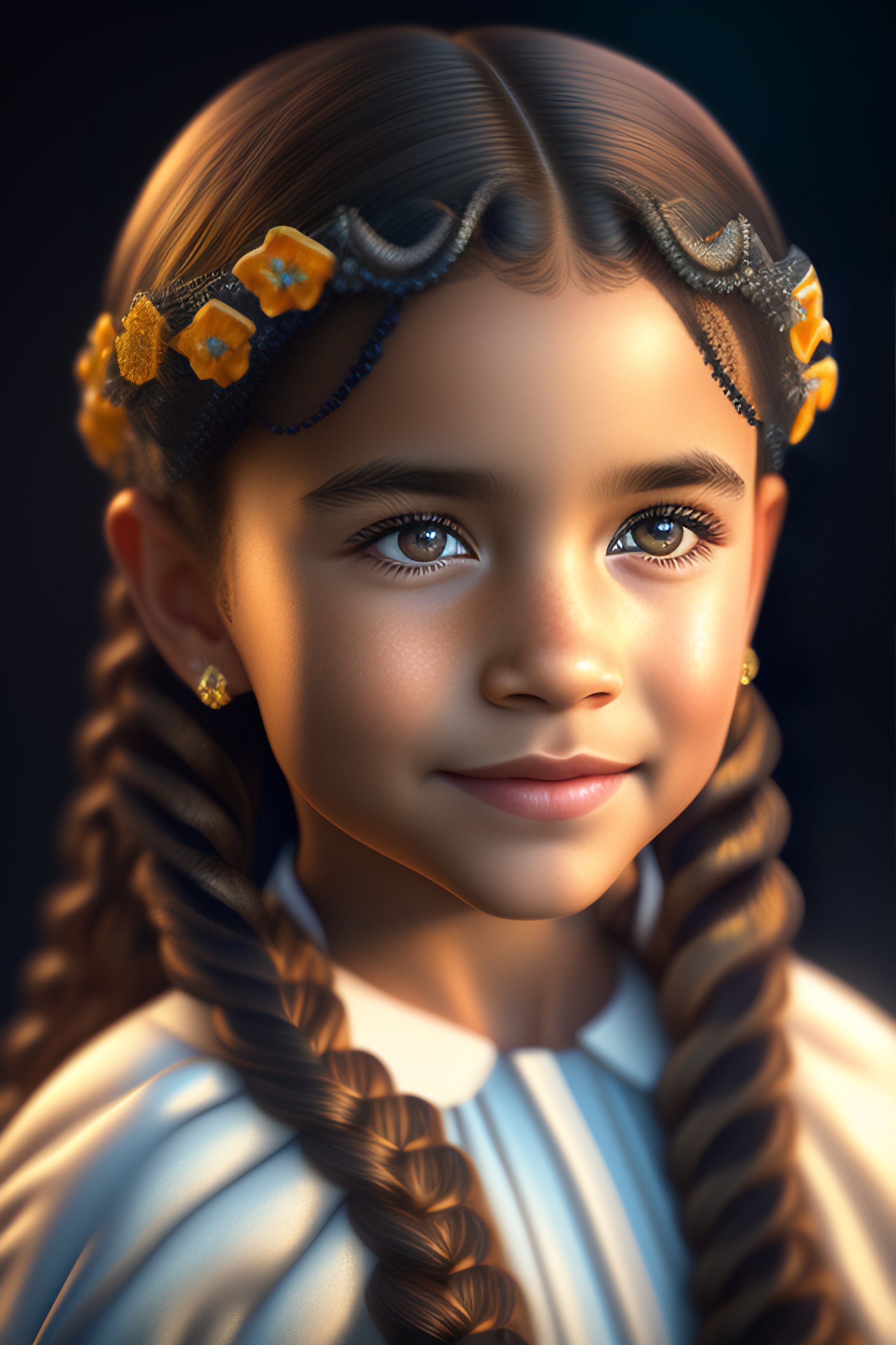 Lexica - Photo realistic closeup portrait of sweet little girl, braided ...