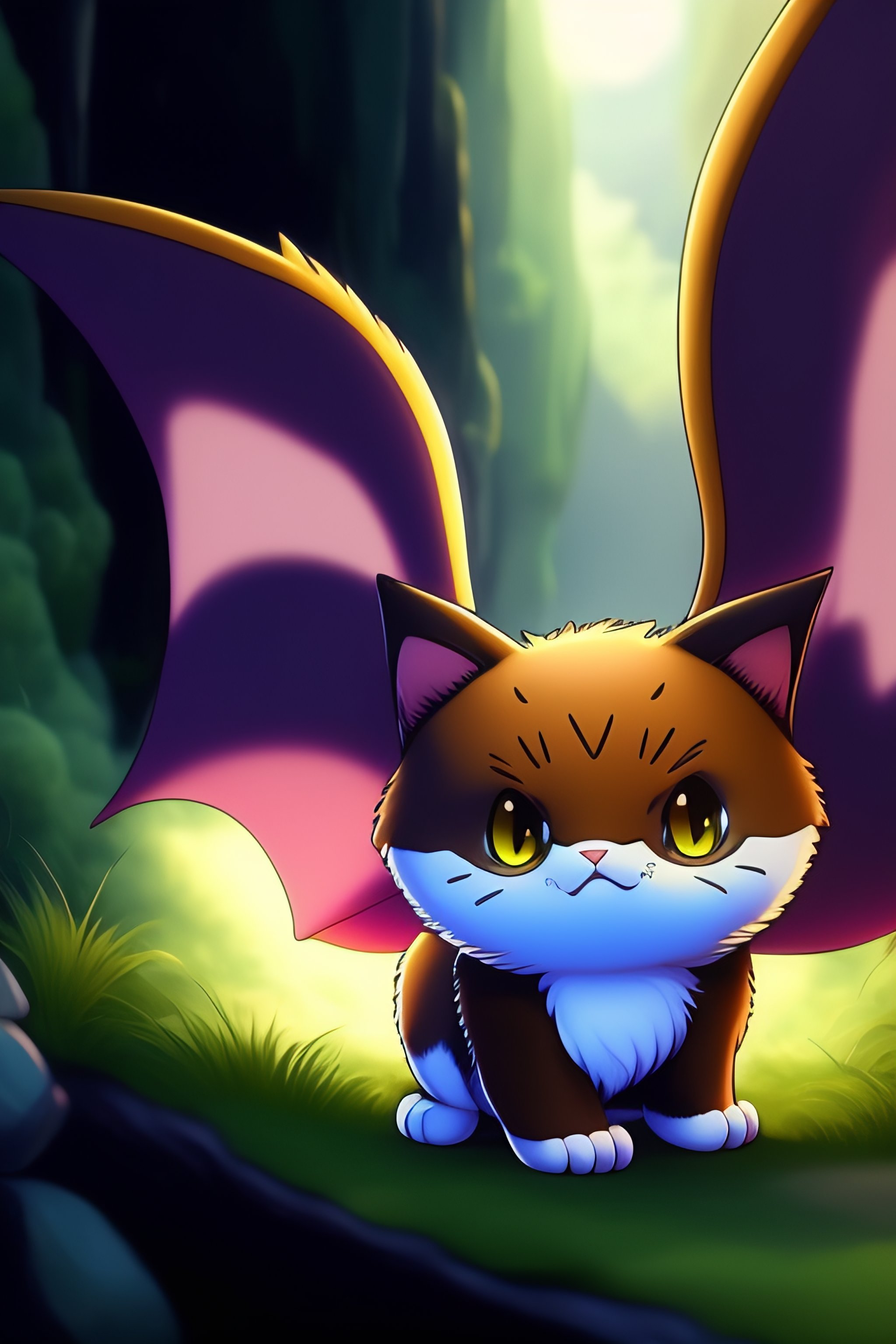 Lexica - A cat, bat wings, cute and cuddly, Pokémon, Studio Ghibli ...