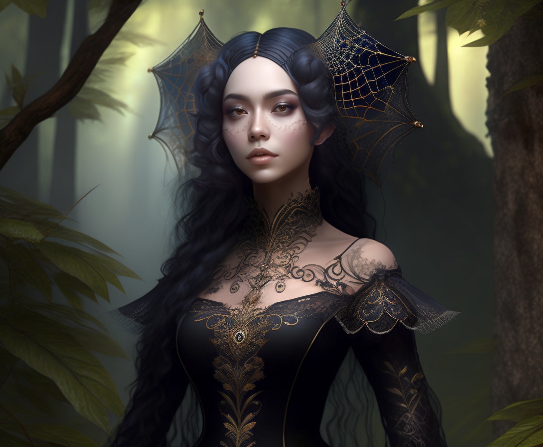 Lexica - Arachnia wears a dark, ethereal robe, made from a light ...
