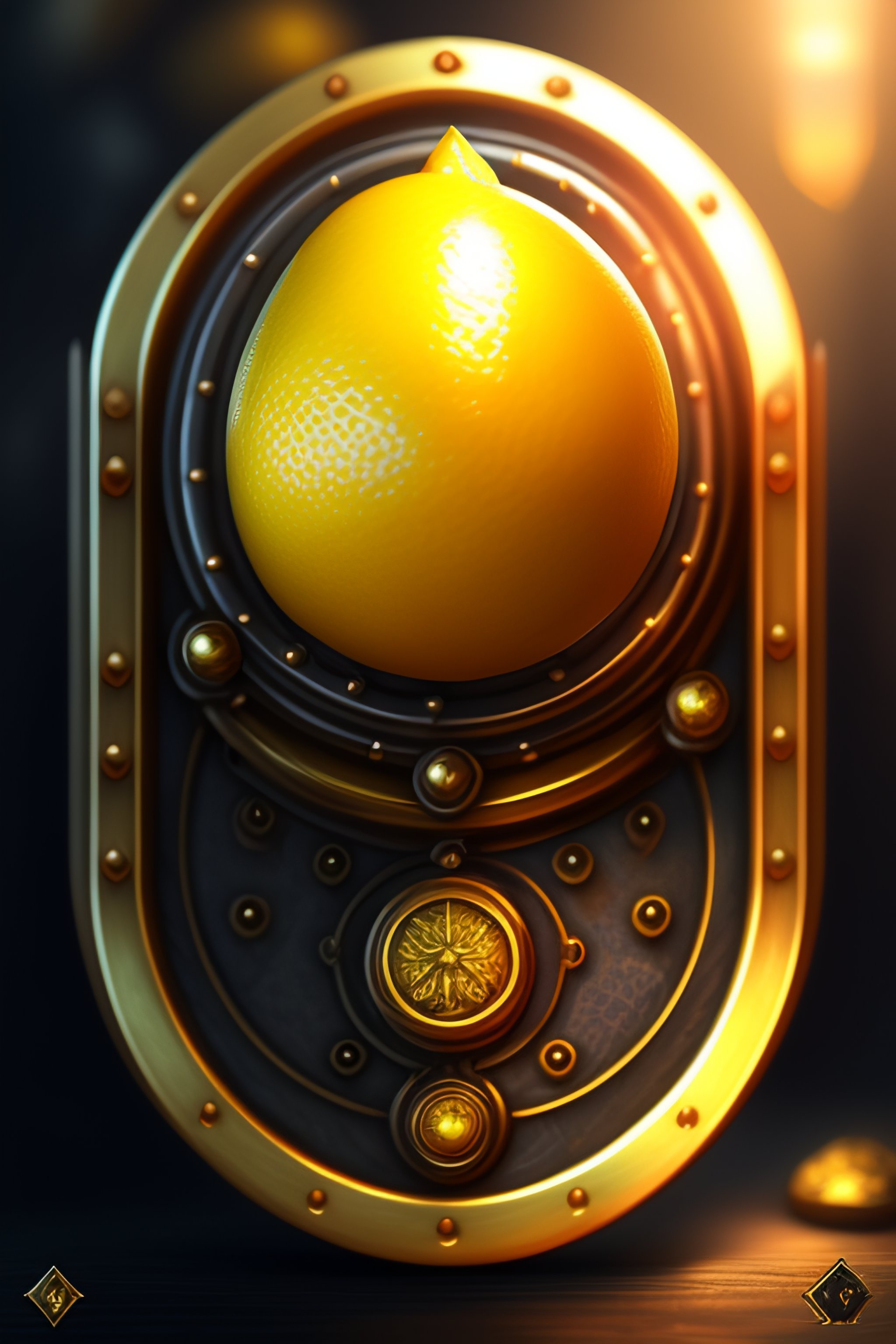 Lexica - A lemon inscribed in a Steampunk-style circular card element ...