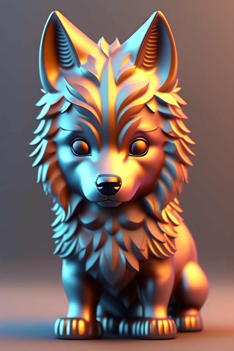 Lexica - 3d render of funko pop Wolf, intricate background, sharp focus