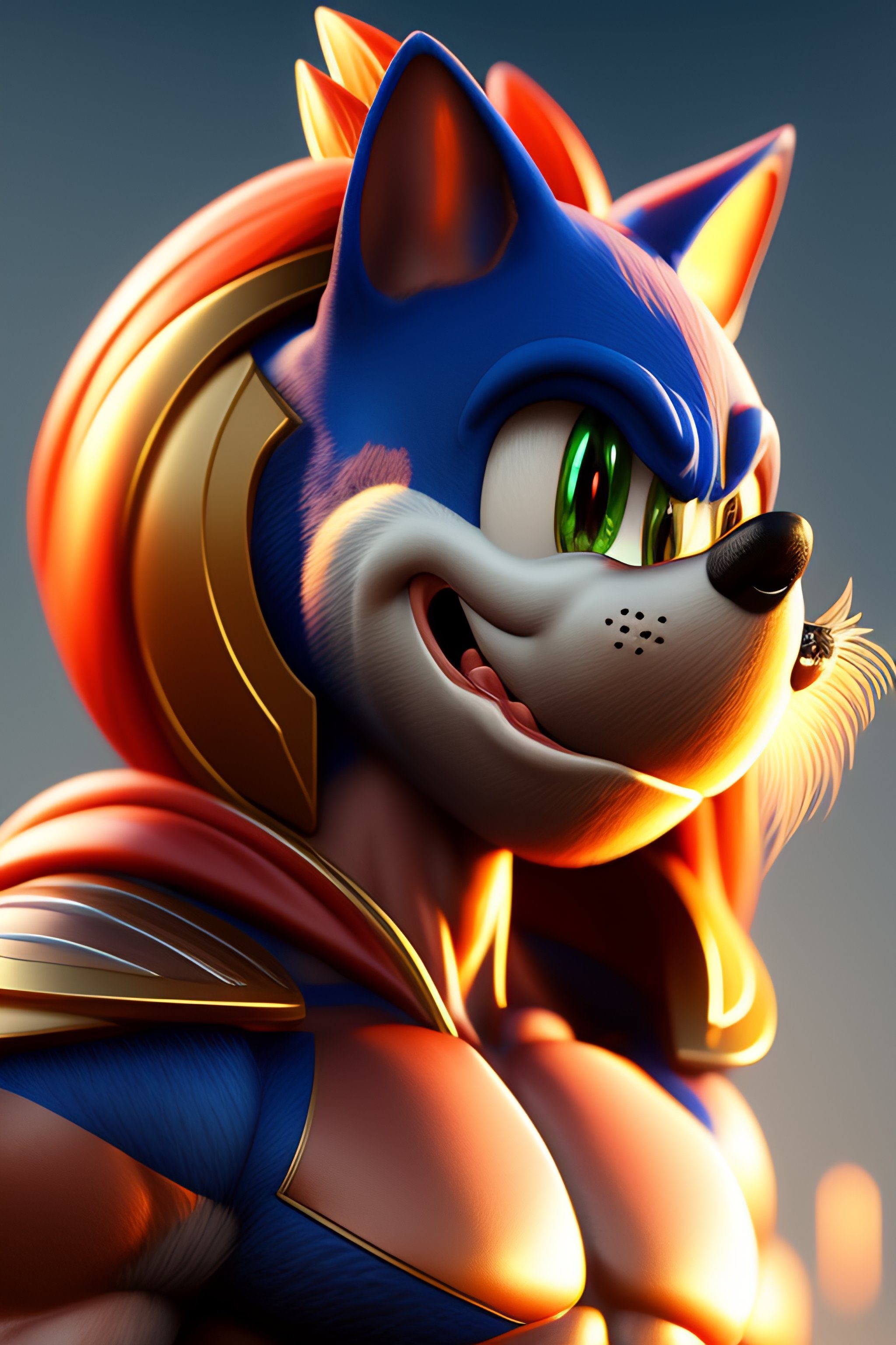 Lexica - SONIC, a highly detailed illustration, muscular, intricate ...