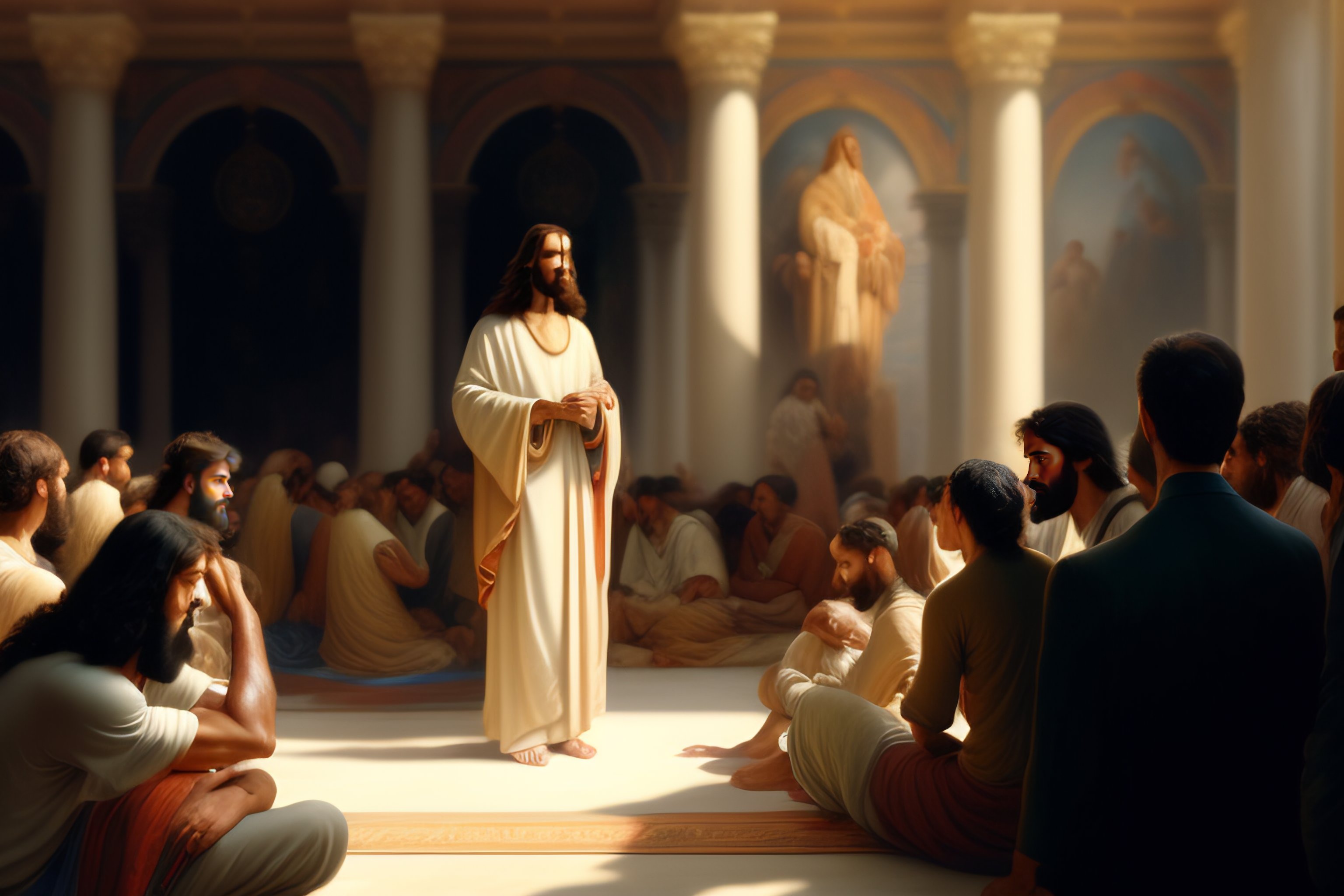 Lexica - Photo of Jesus, standing by a man lying on a mat, in the midst ...