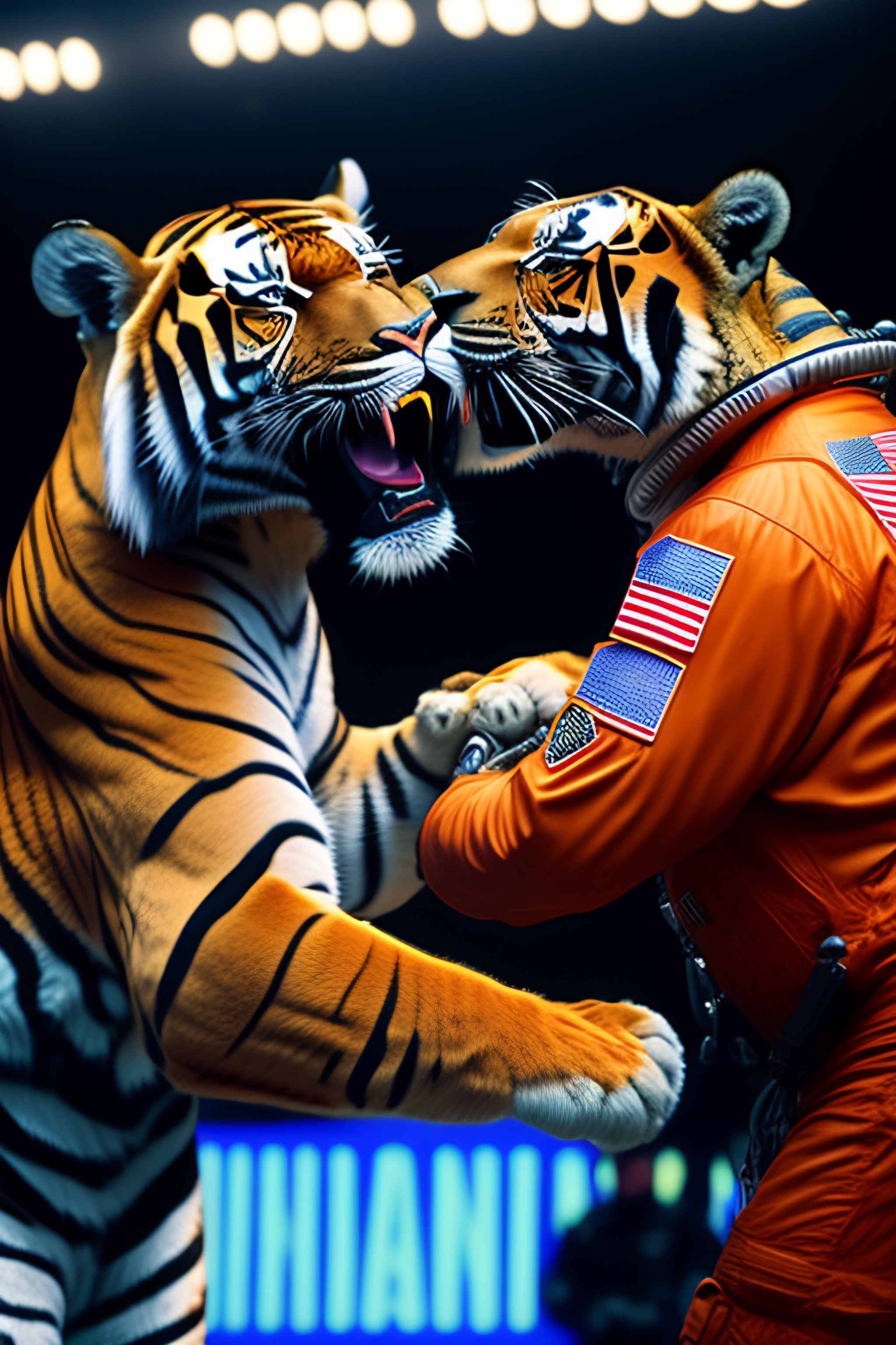 Lexica - An astronaut fights a tiger in new york fully deatailed