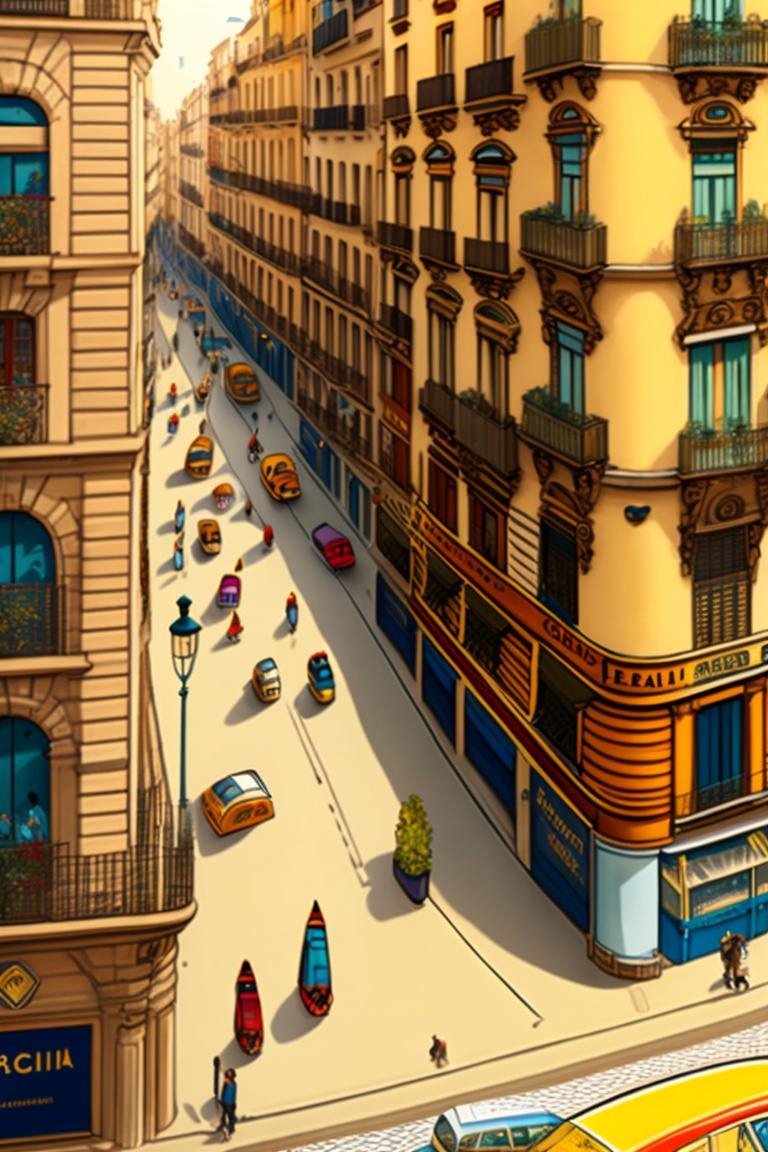 Lexica - Maximalist Passeis de Gracia Street Barcelona, birds eye view ...