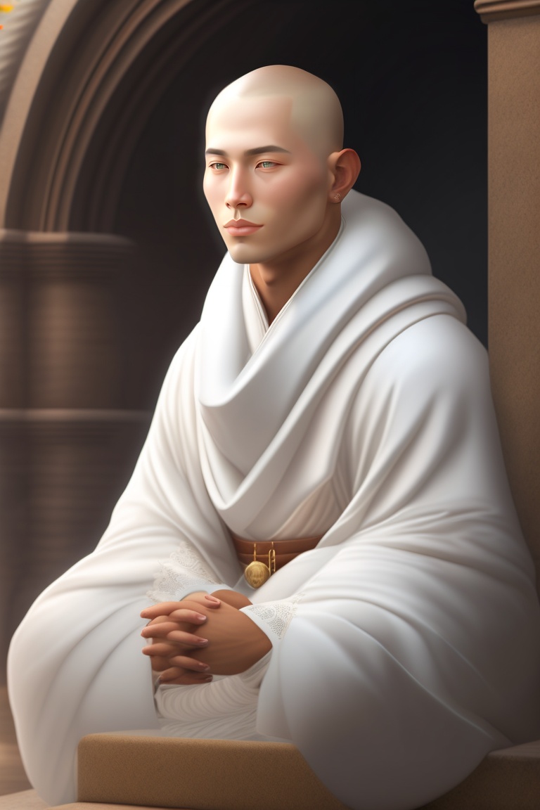 Lexica - Monk, full blad, looking under his eyes, hyper realistic ...