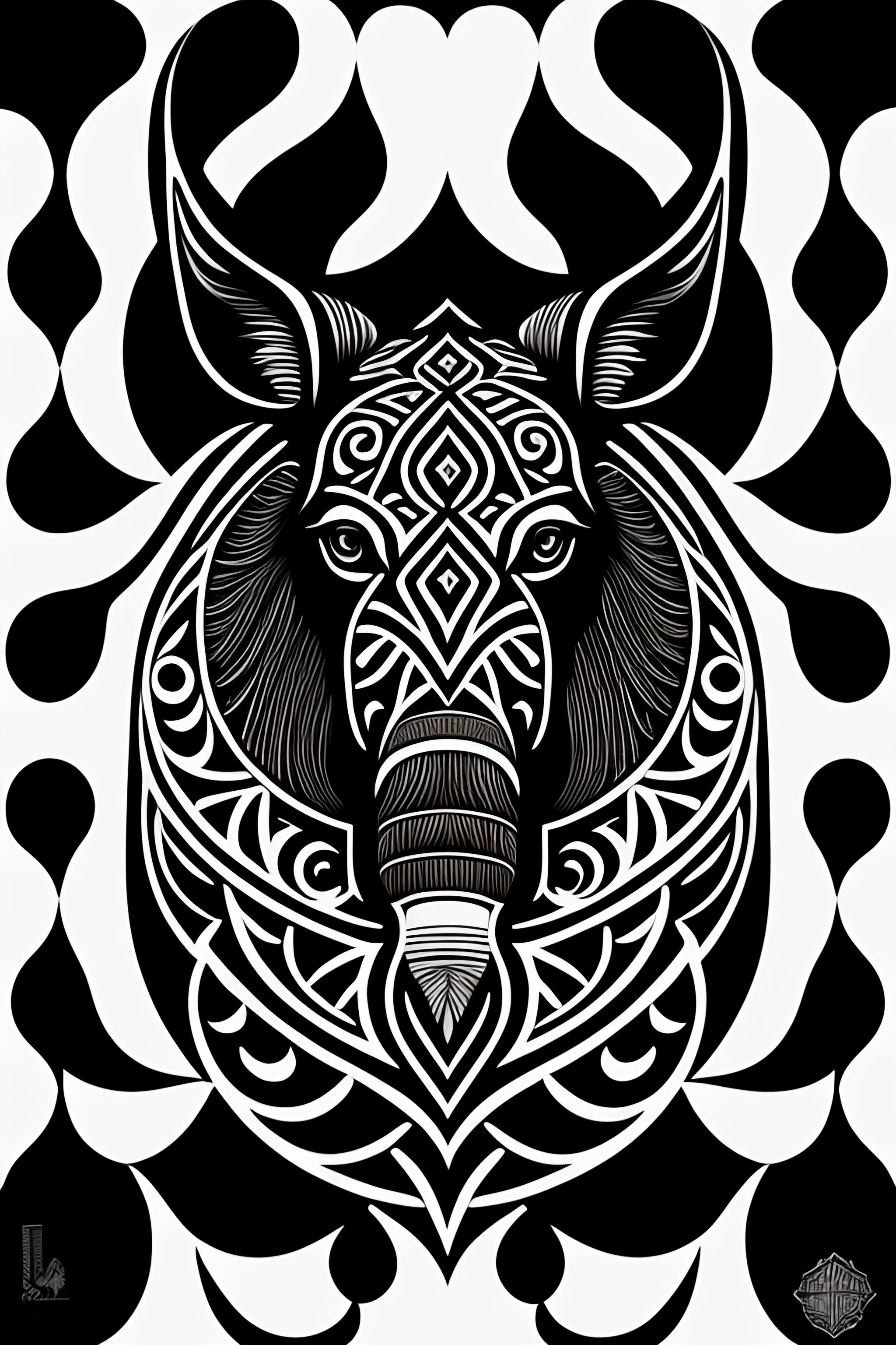 Lexica - Symmetry, one mammoth head and only facing front, glare, black ...