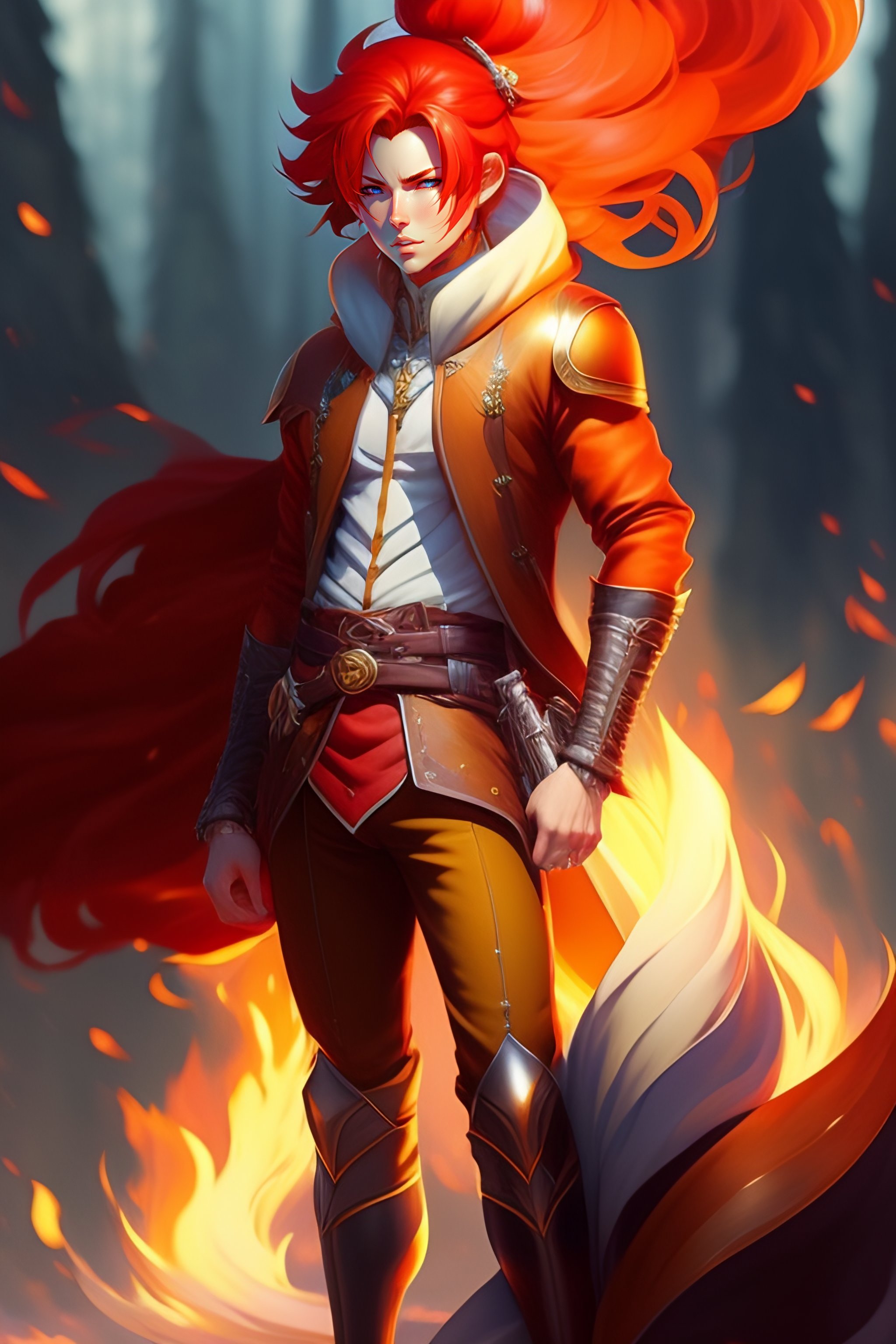 Lexica - Full body, from above, rogue male elf, red hair, marilyn ...