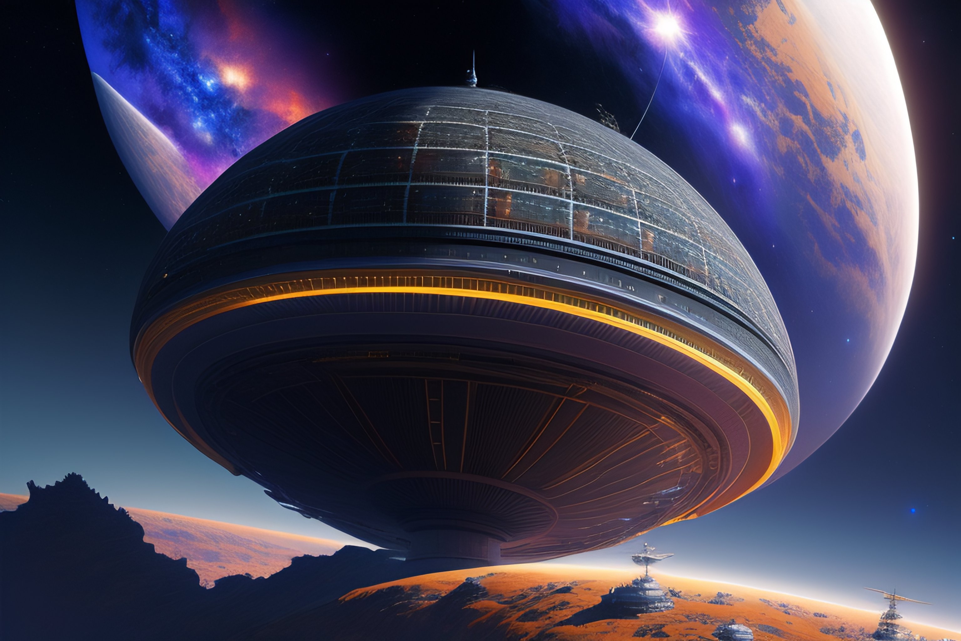 Lexica - Photo of a dyson sphere as a satellite of earth, scifi ...