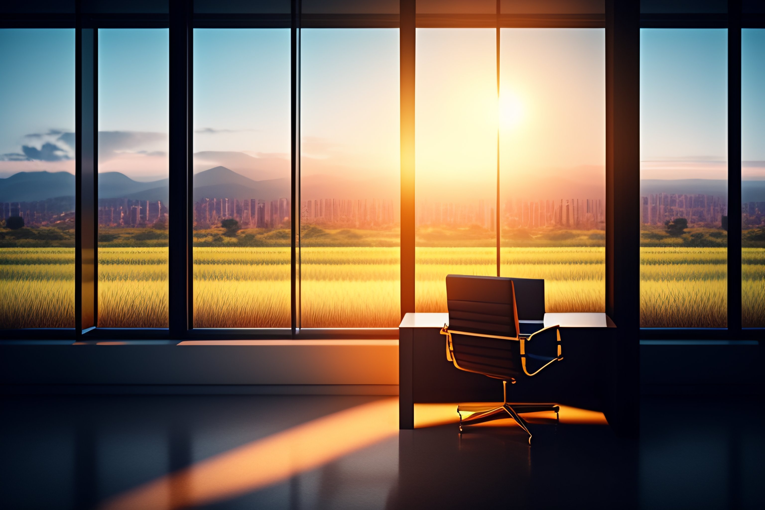 Lexica - Lawyer office, big desk with comfortable chair in front of the ...