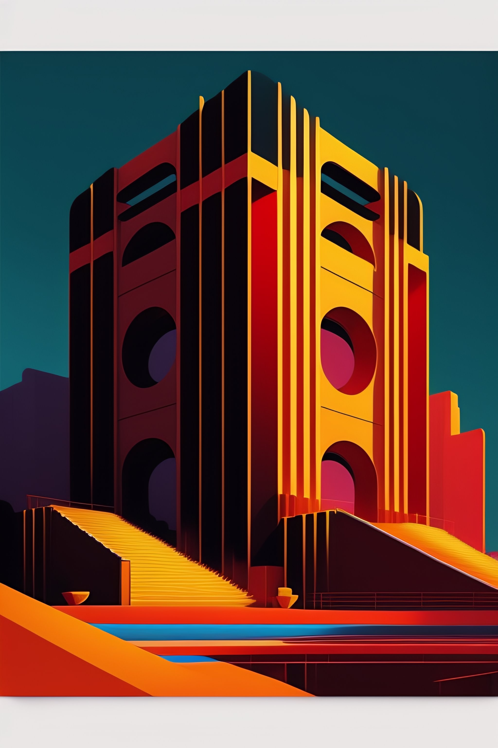 Lexica - Rome cyberpunk coliseum matte lo-fi illustration mondrian ...