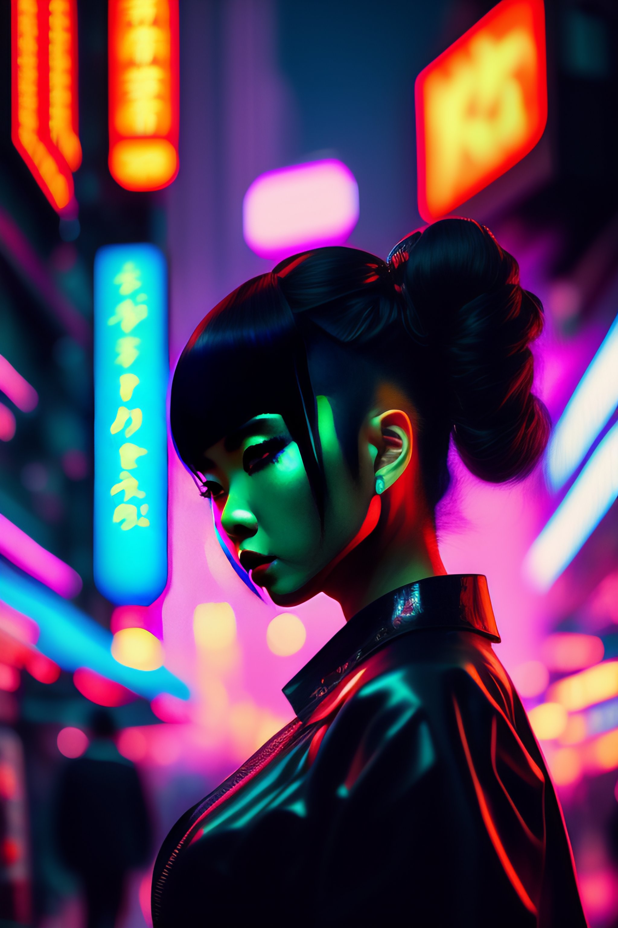 Lexica - Full body,Cyber goth Geisha in a tokyo city, Pretty Face ...
