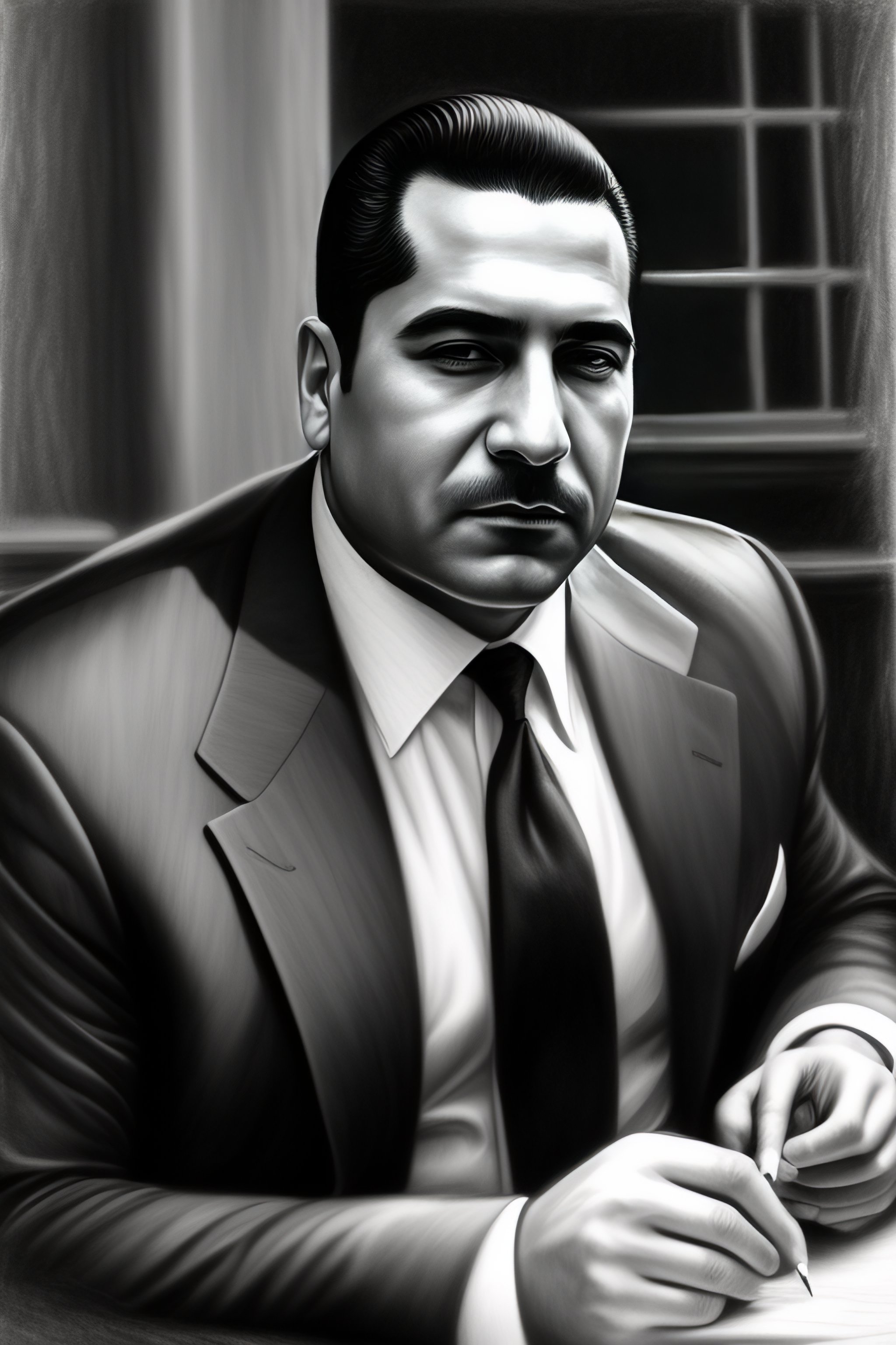 Lexica - Pencil sketch of a mafia boss in Brooklyn New york