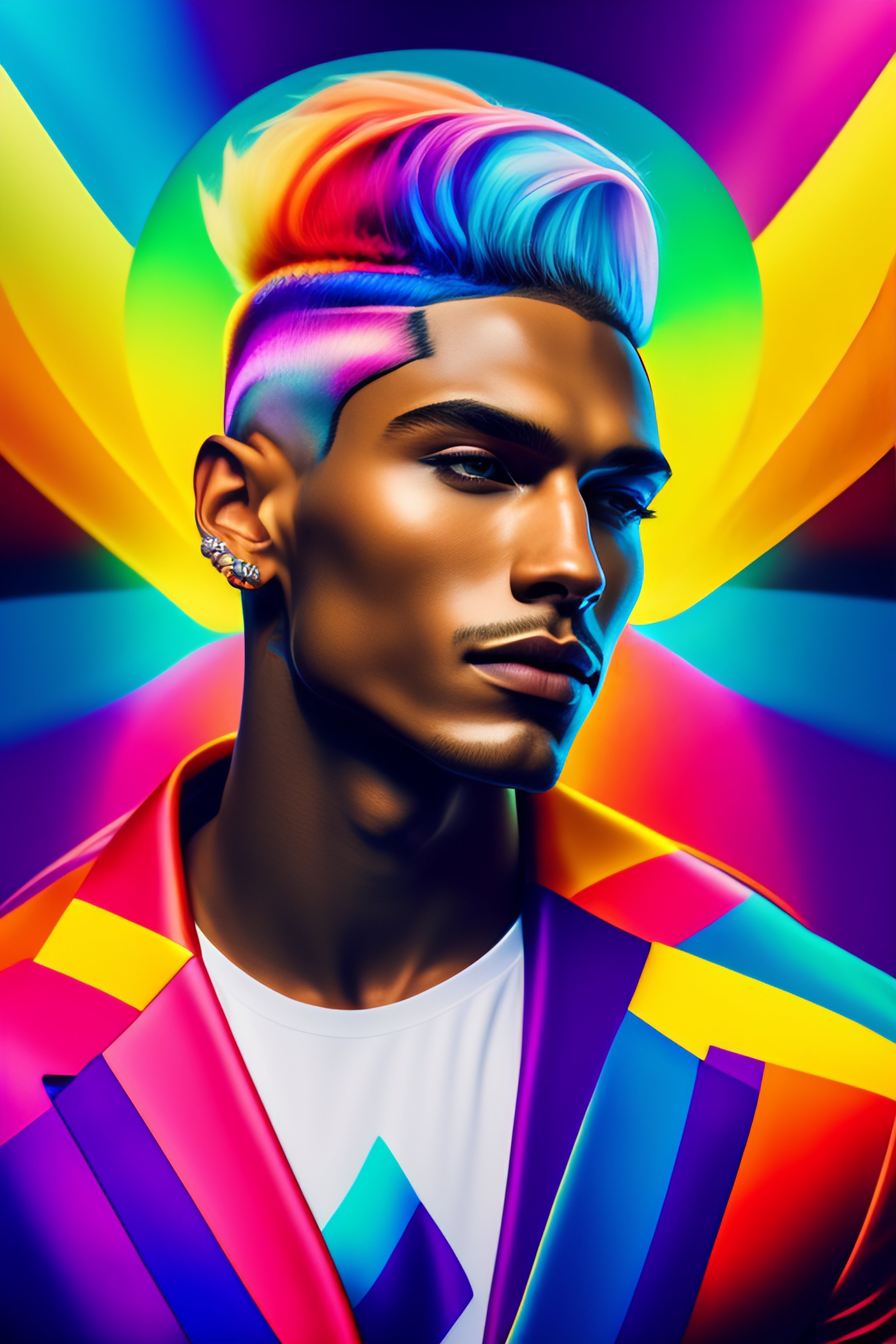 Lexica - Portrait of a handsome confident man, punk rainbow hair ...
