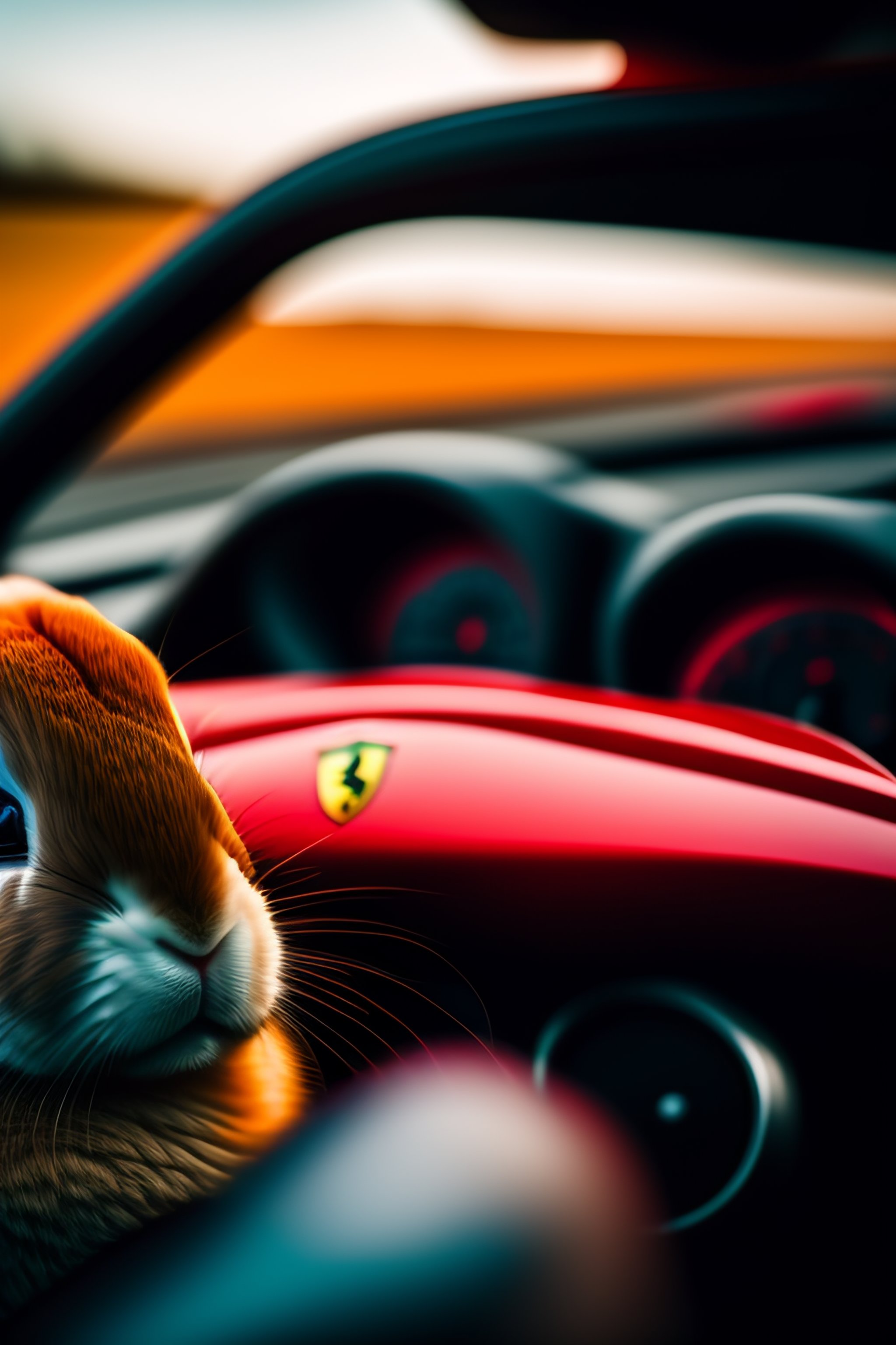 Lexica - (((the rabbit driver behind the wheel of a ferrari ...