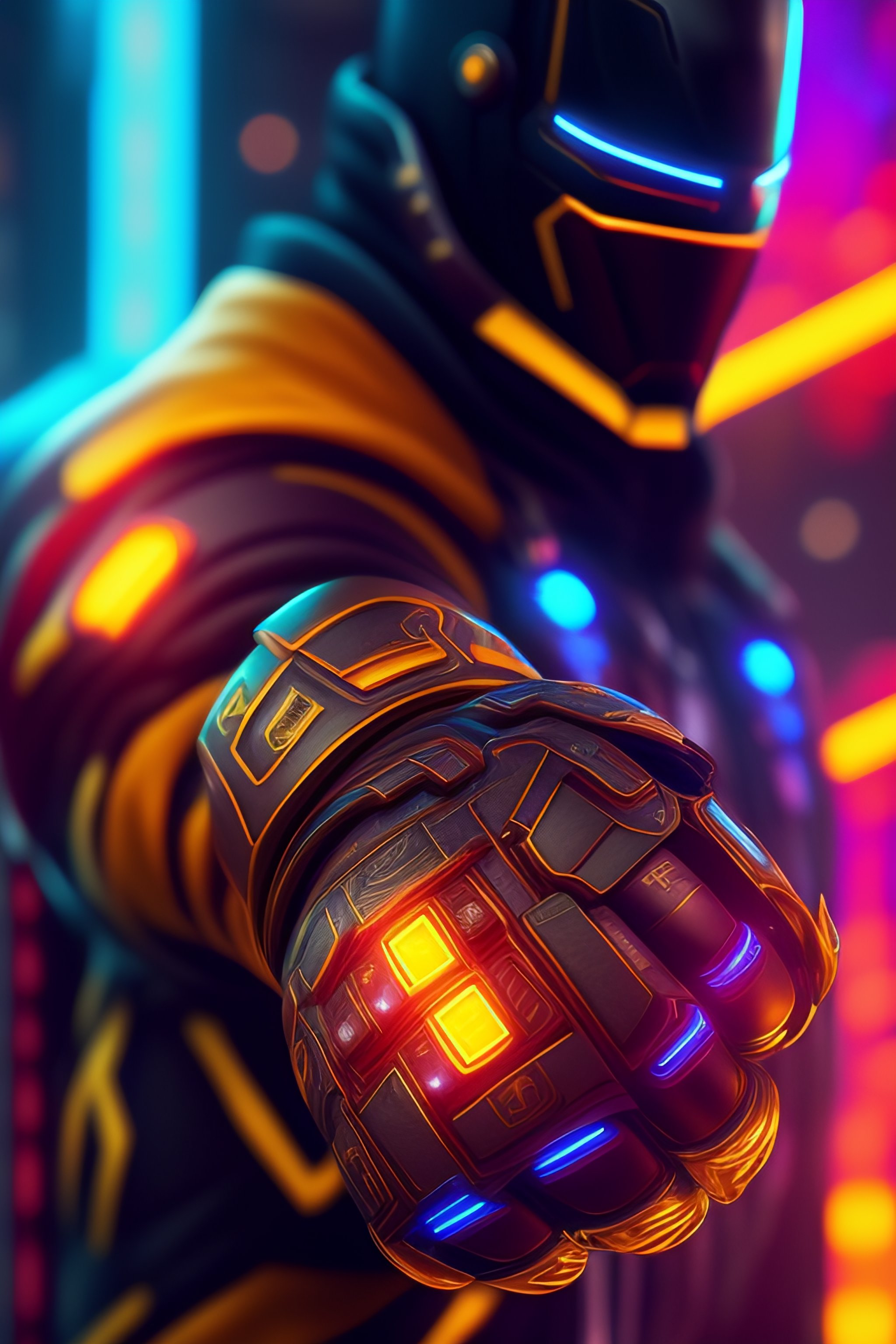 Lexica - Ultradetailed illustration of a mechanic gauntlet with a magic ...