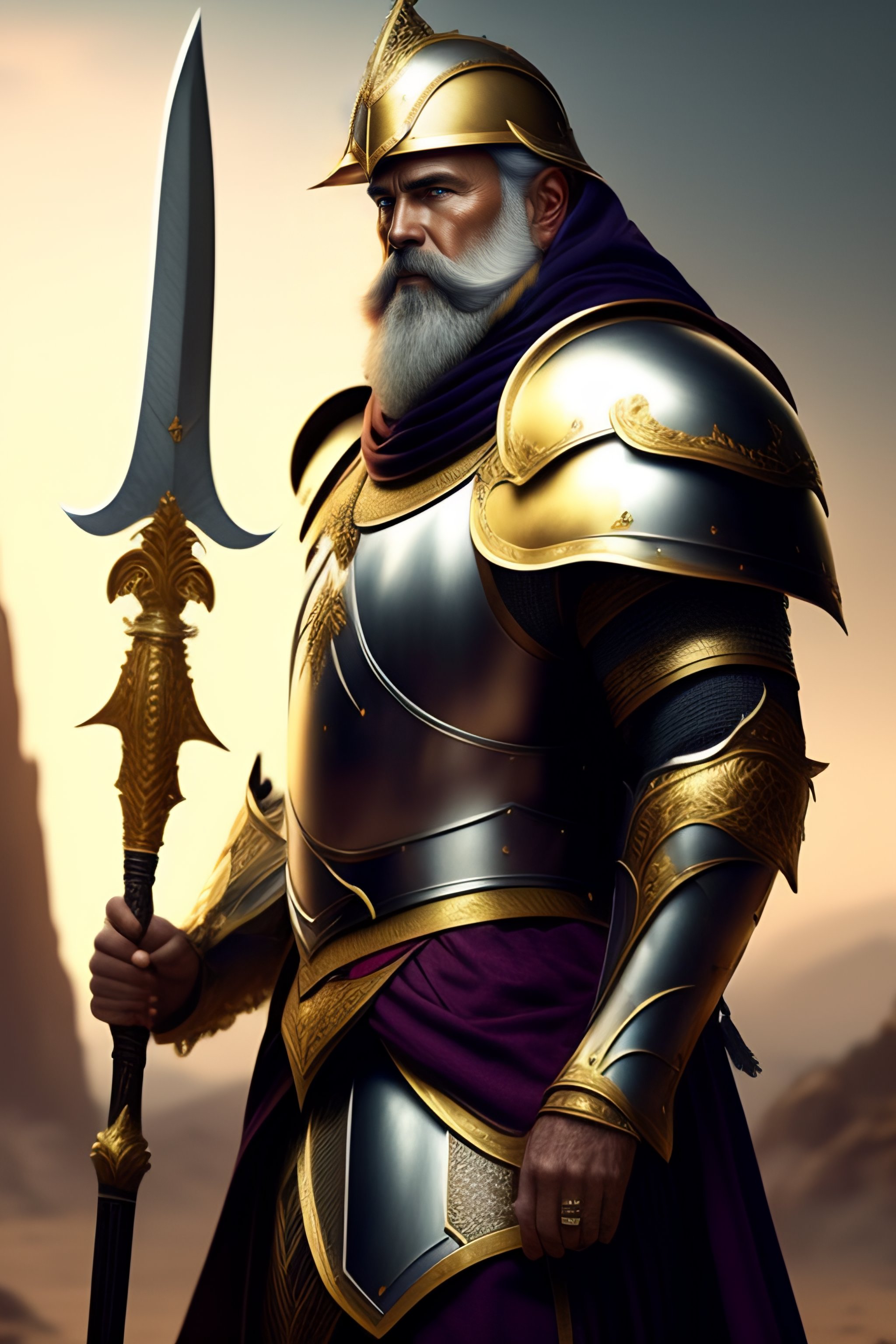 Lexica - 60 year old male white human, white bearded, using a golden ...