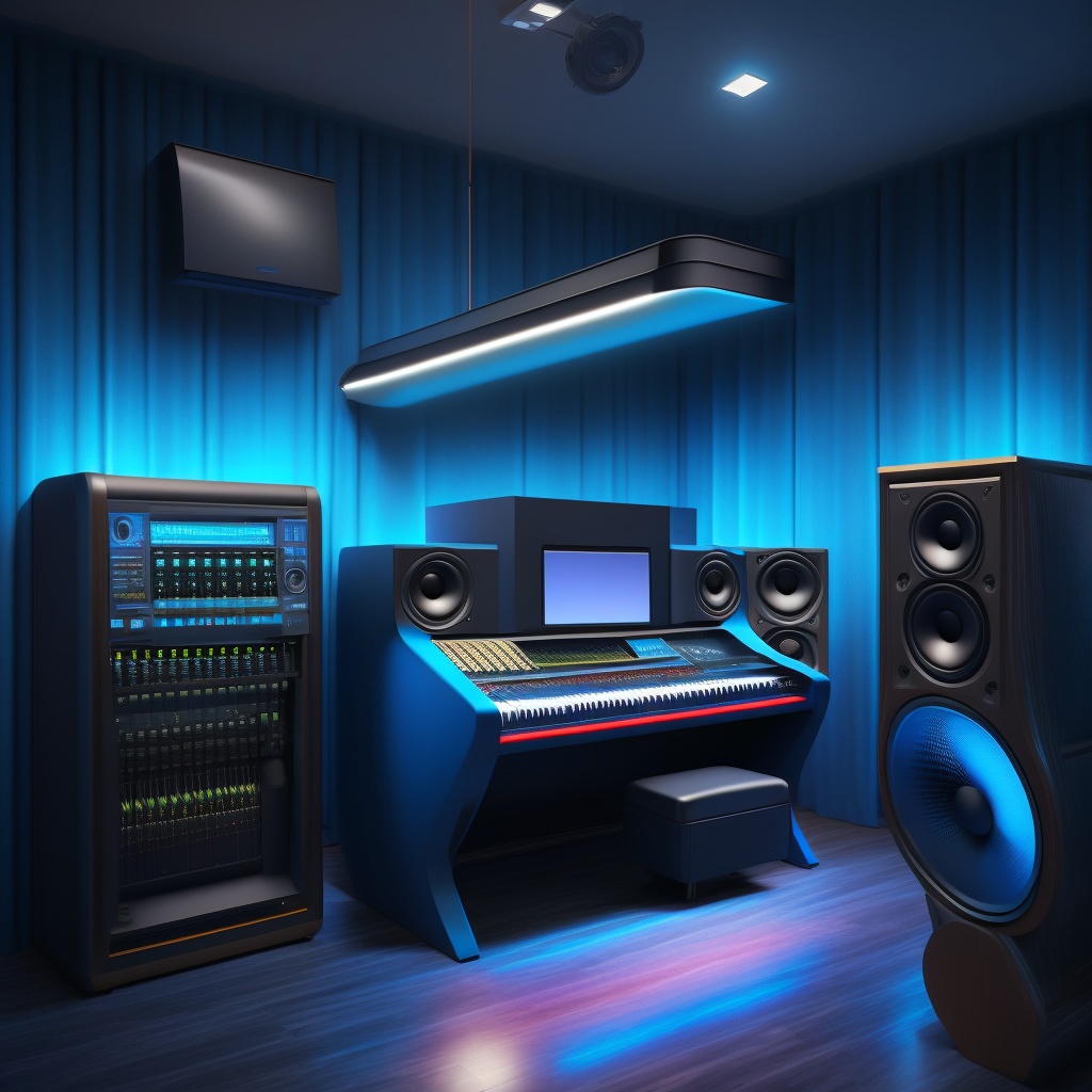 Lexica - A music studio , black and blue colors
