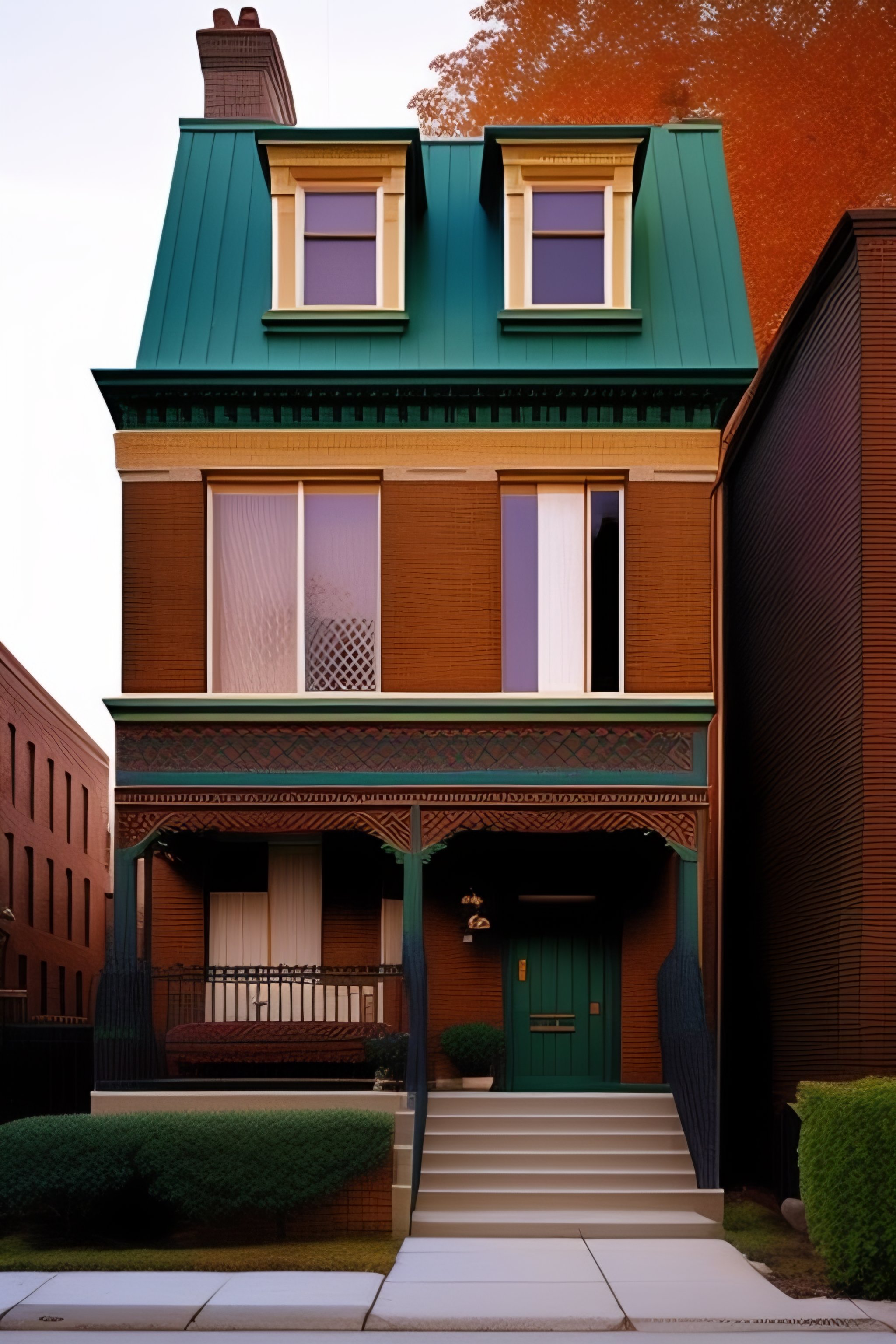 Lexica - Very detailed poster of a two-storey building in the city of ...