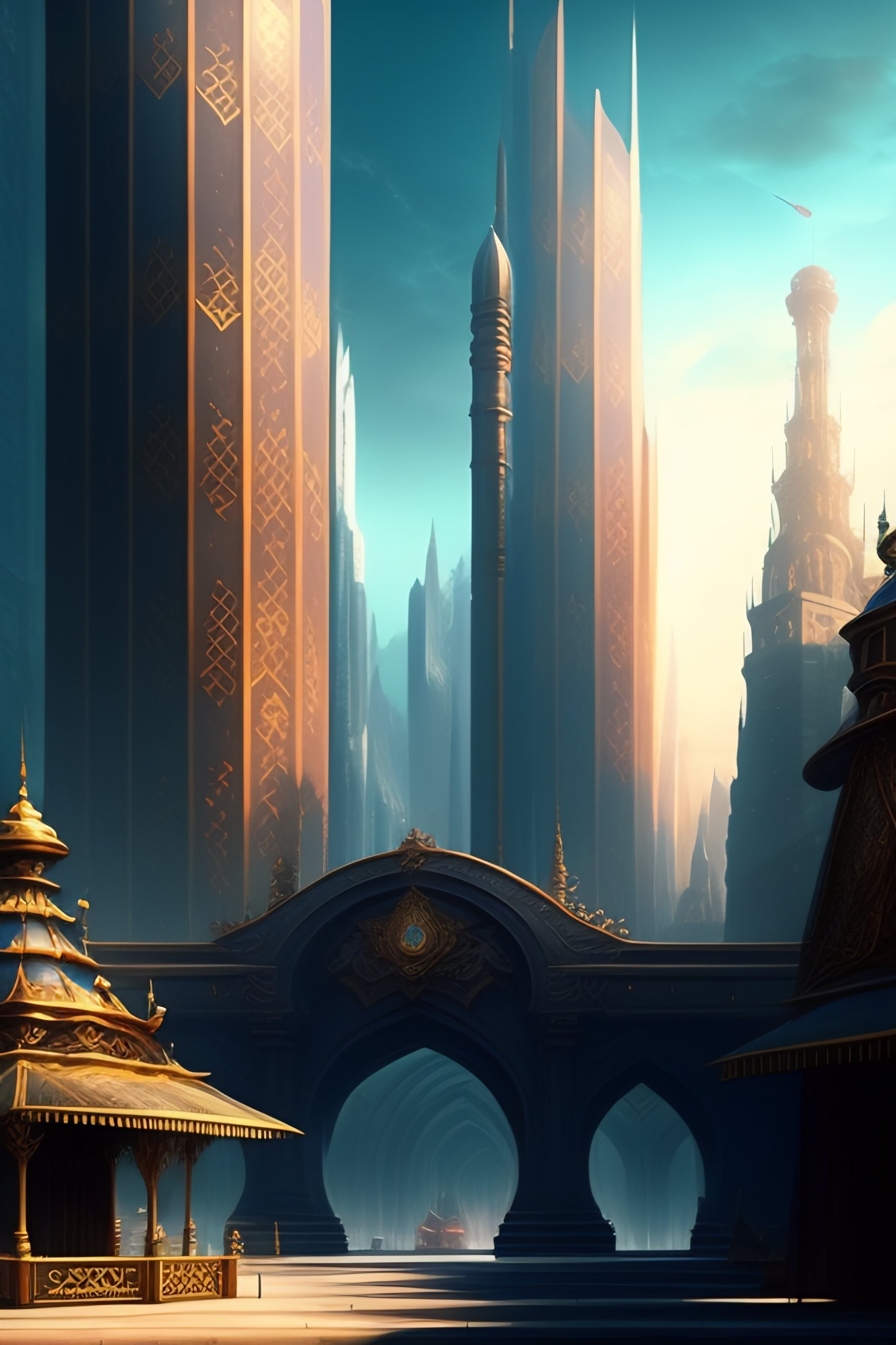 Lexica - Fantasy background, concept art, matte painting, city square