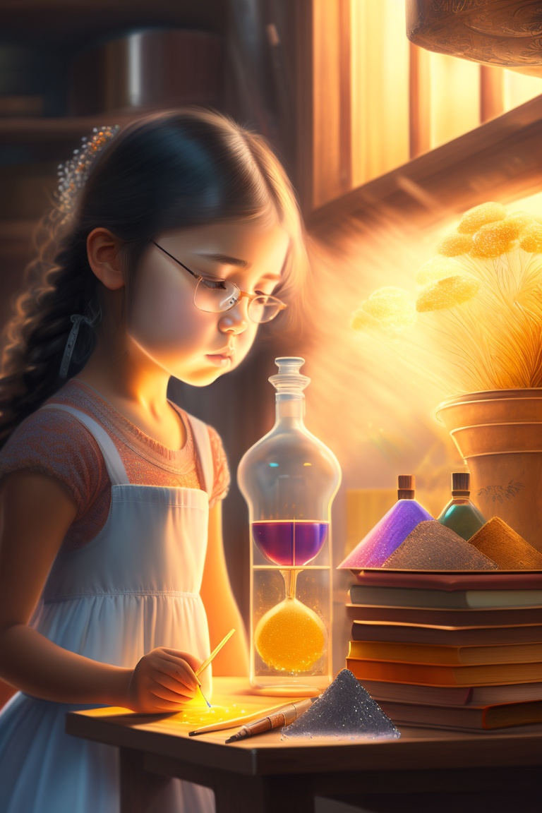 Lexica - In a cozy attic studio, a young scientist girl conducts a ...