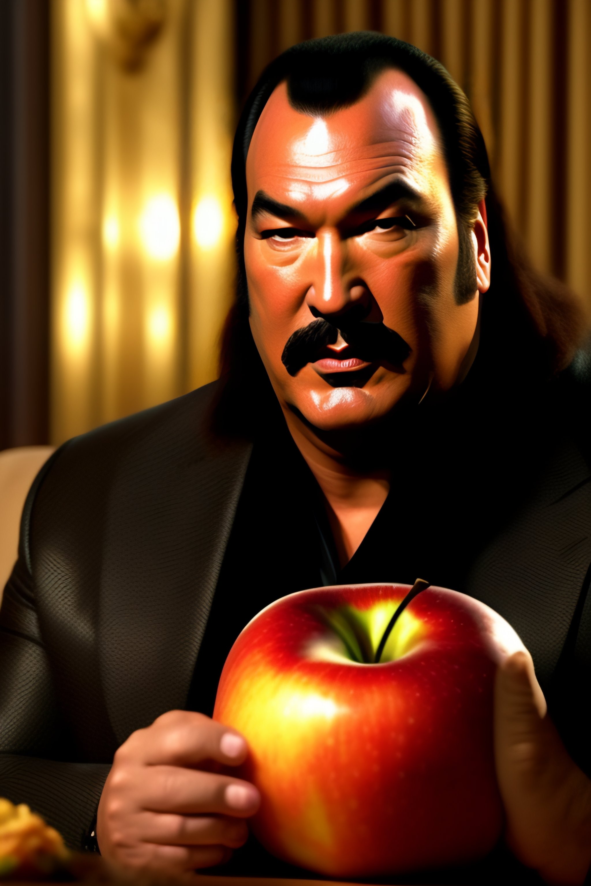 Lexica - Steven Seagal eat apple