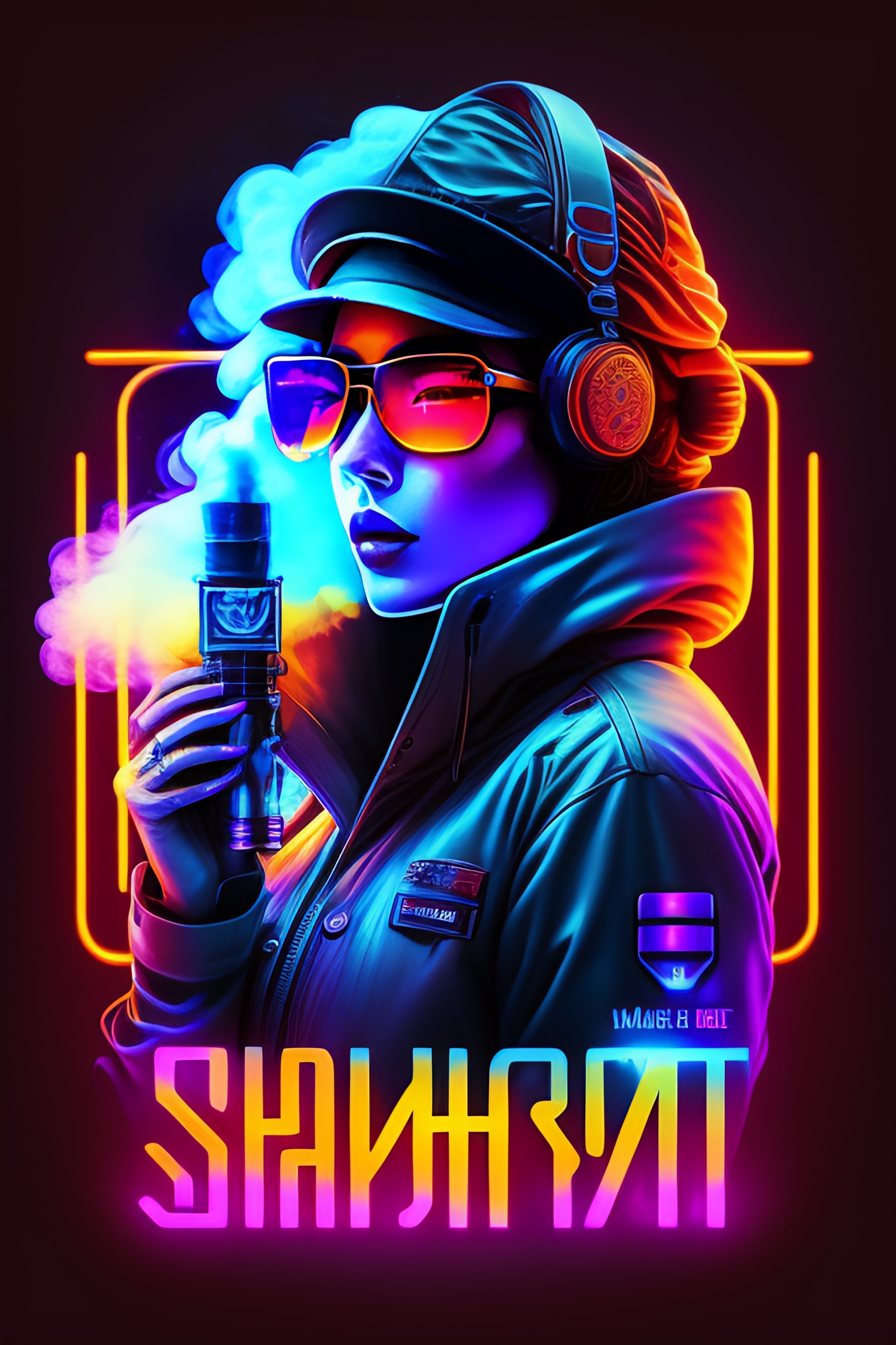 Lexica - Magic vape smoke desert neon cyber punk vintage logo