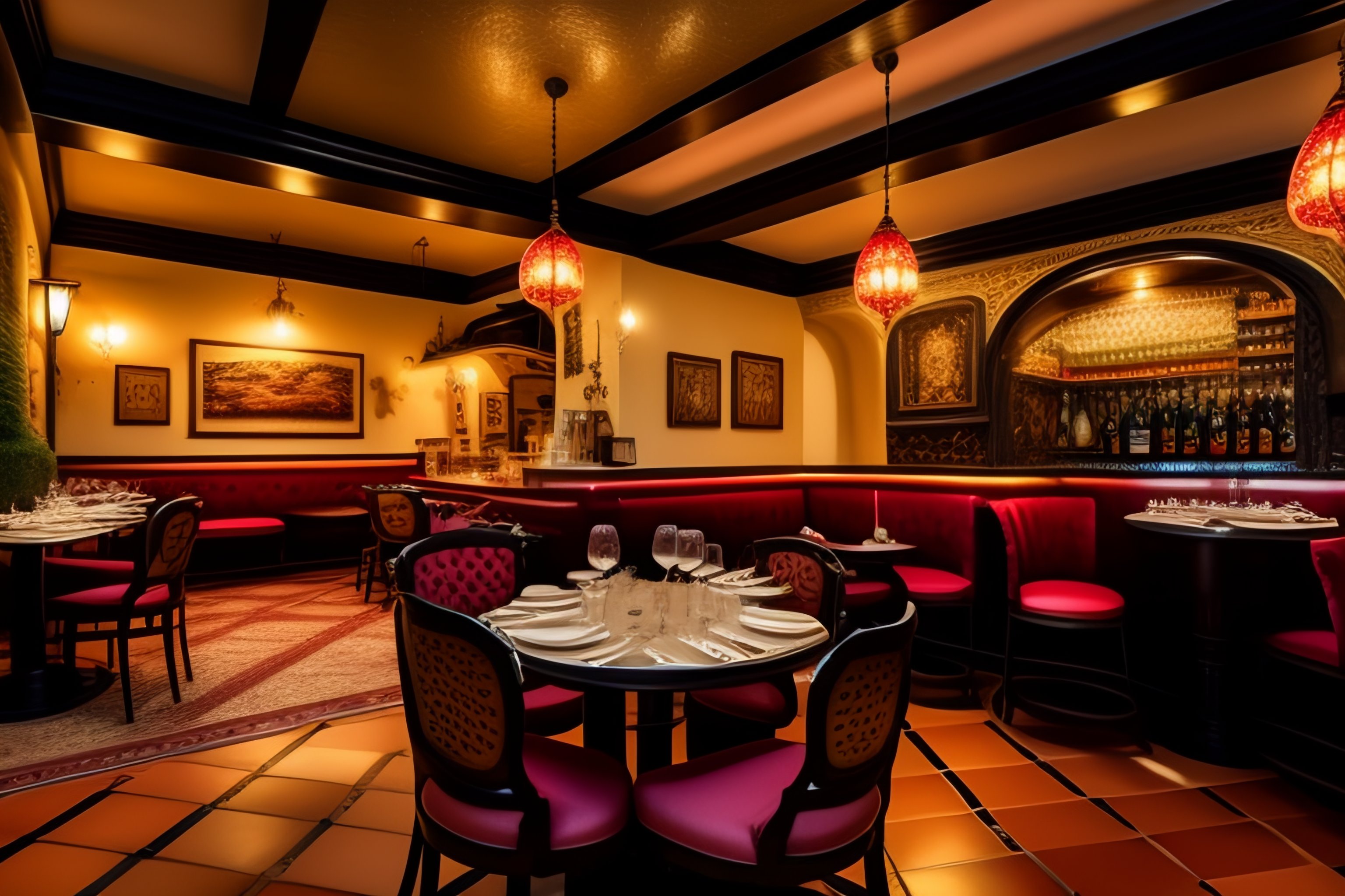 Lexica - An Italian restaurant with intricate details, vintage style ...