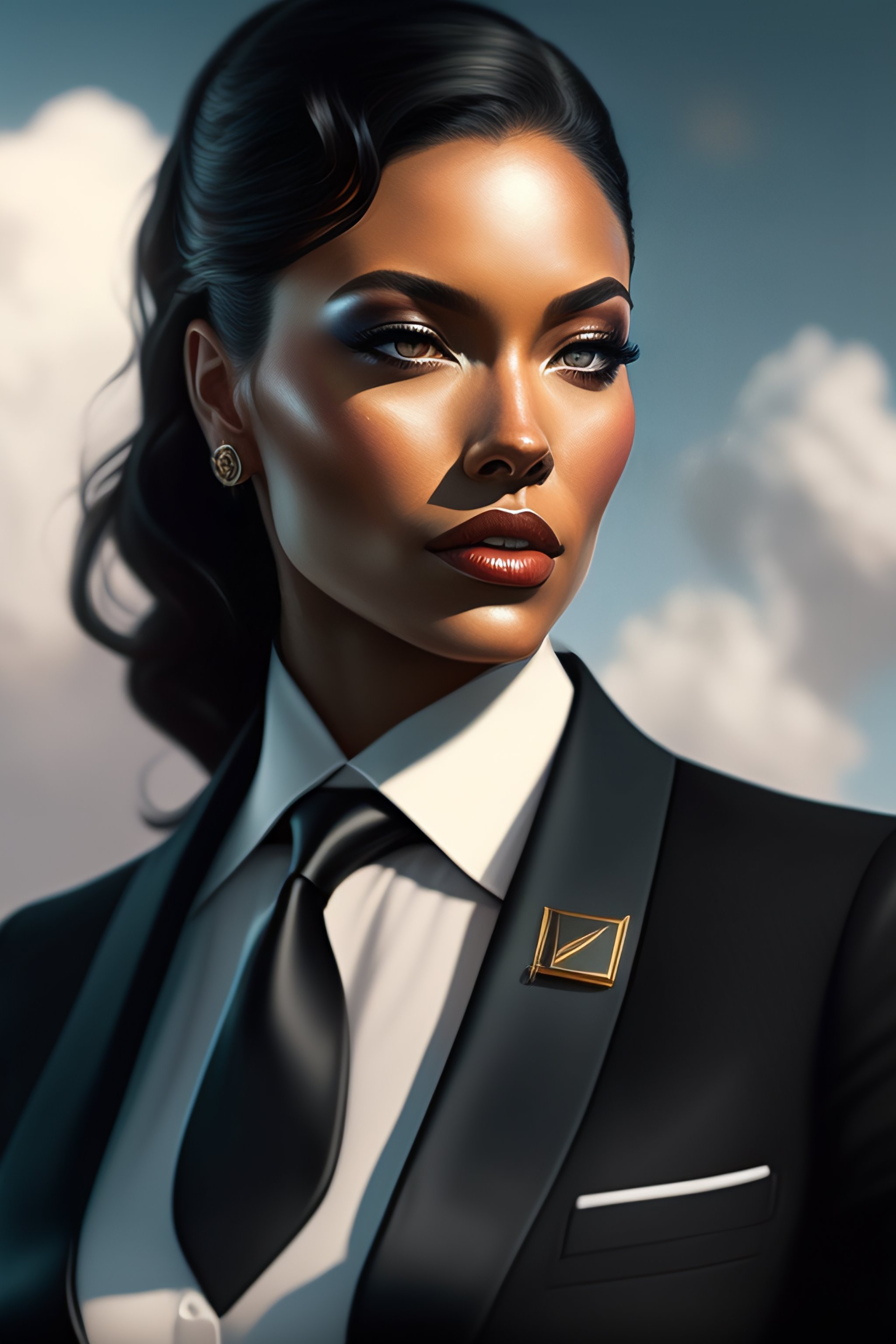 Lexica - 'an artgerm painting of a cyborg in a black suit and tie, a ...