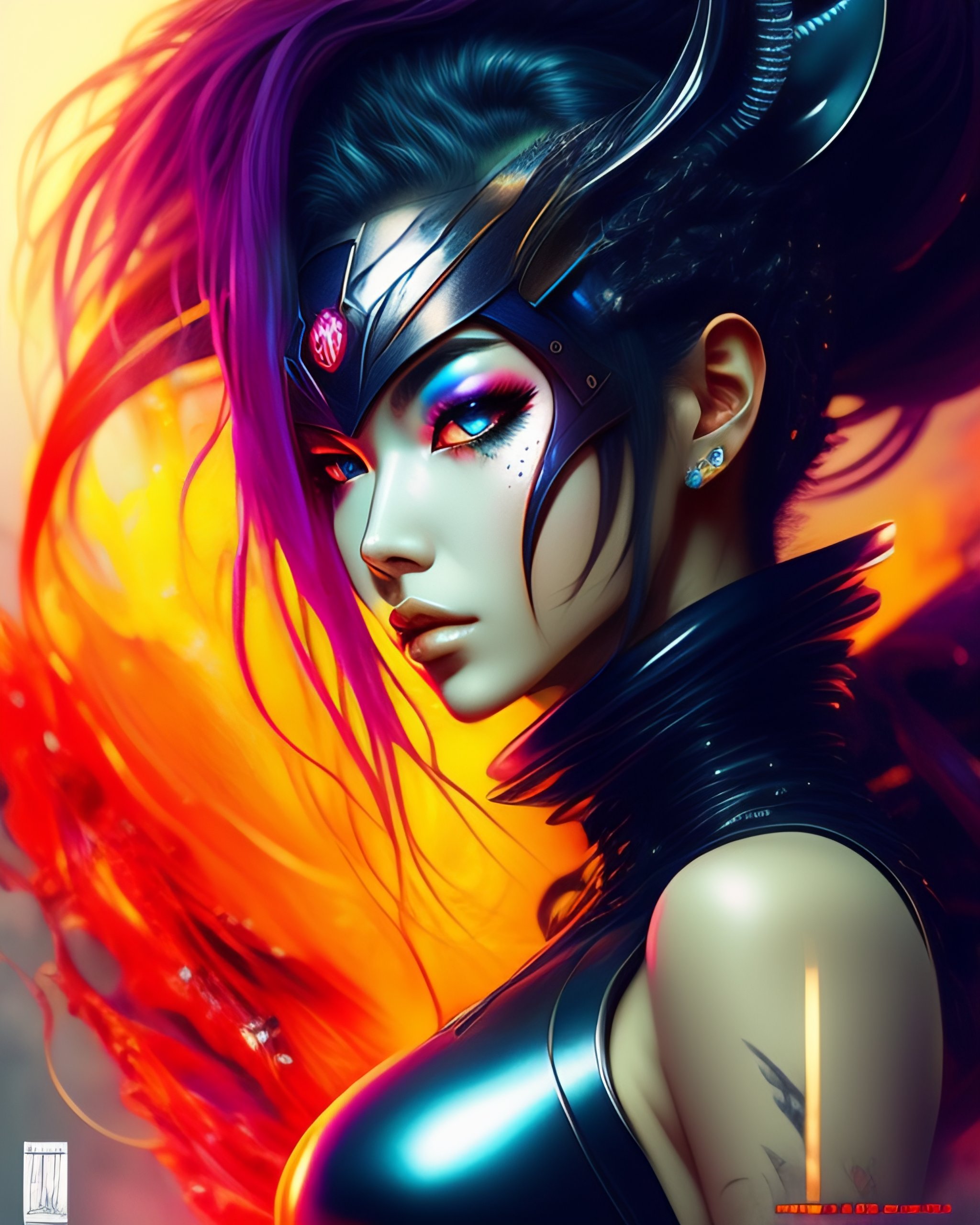 Lexica - Detailed eerie alien anime superhero portrait, pop art, flat ...