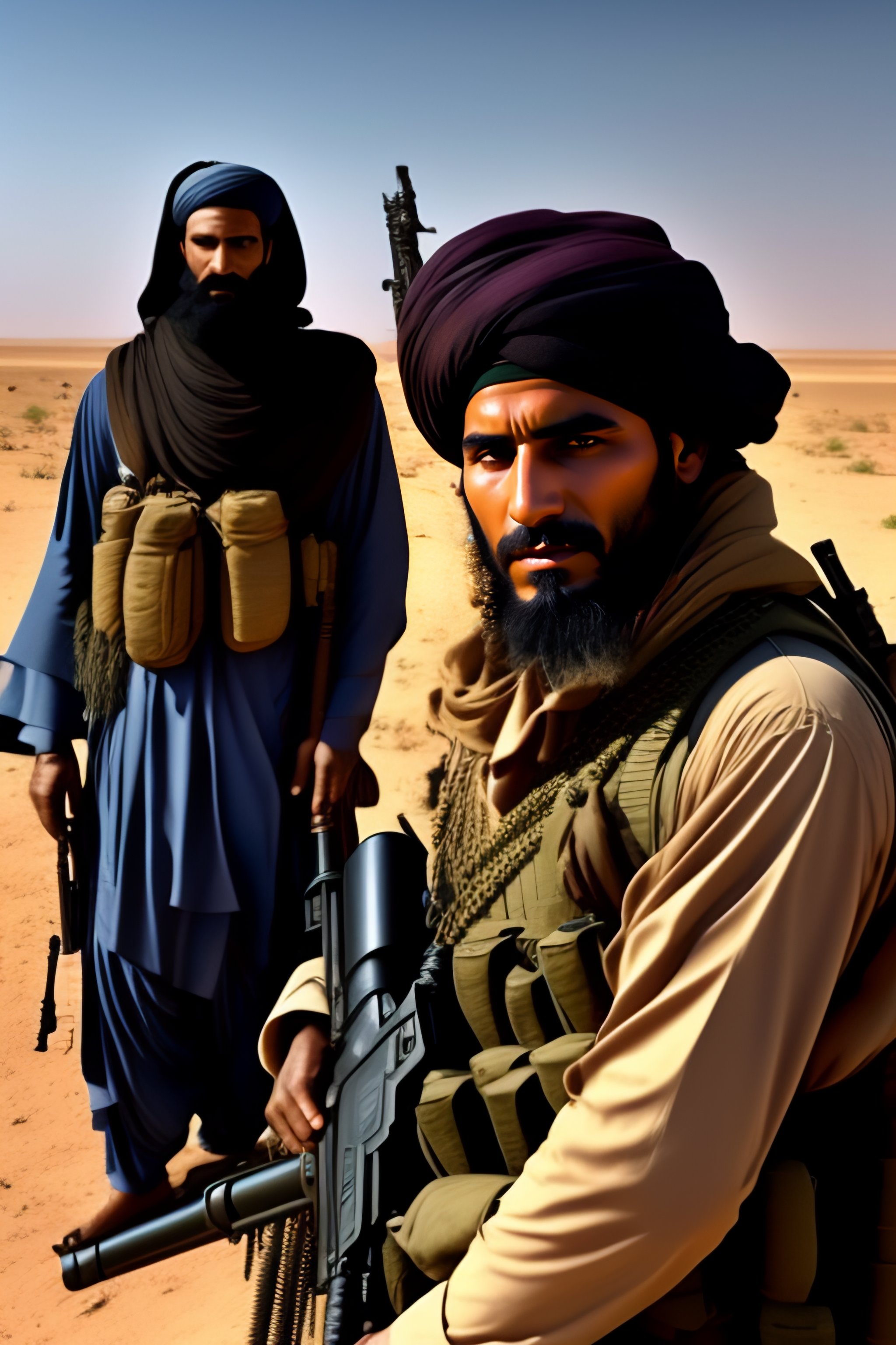 Lexica - Afghan taliban wearing traditional clothes standing next to a ...