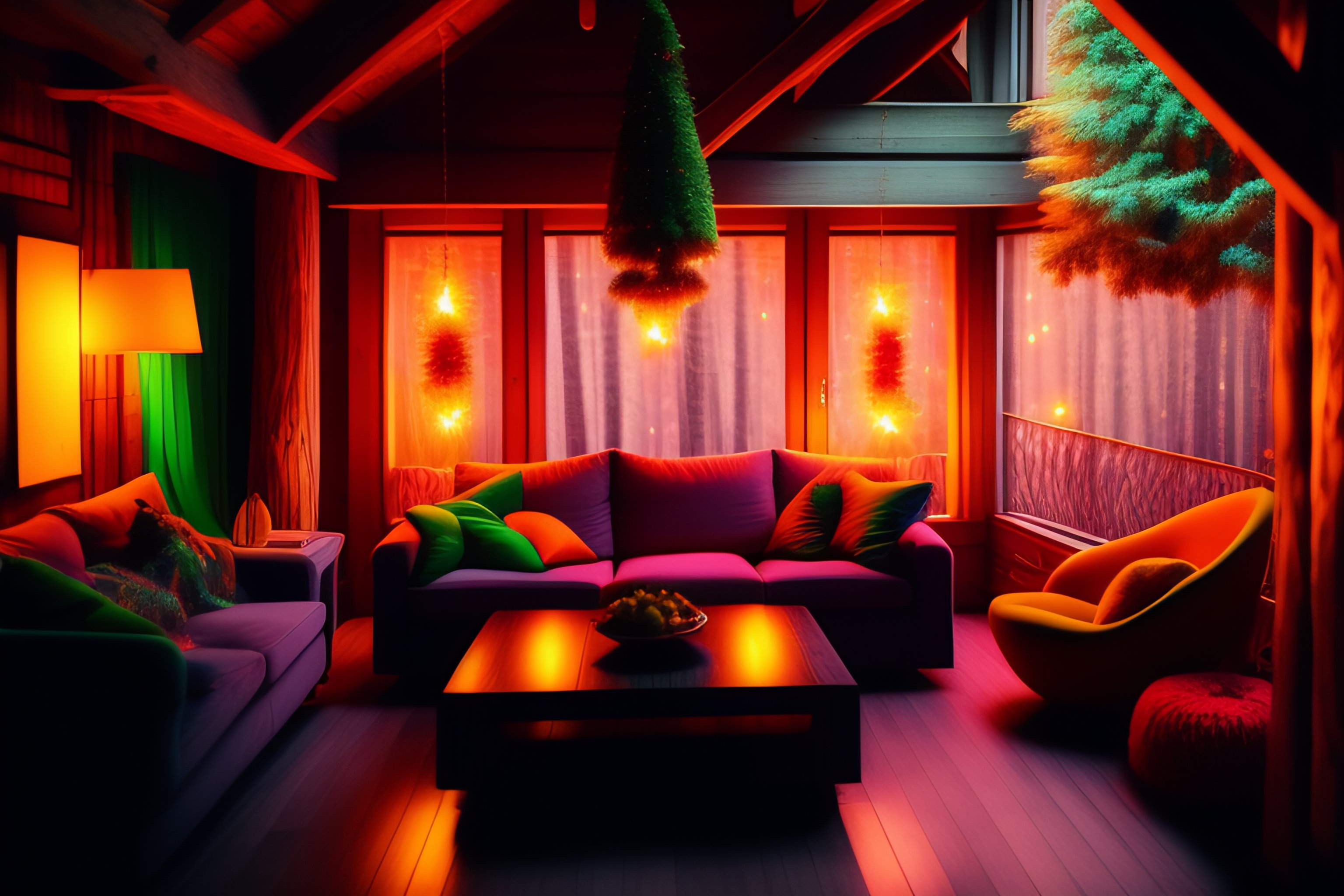 Lexica - New year party on tree house, loft style, high detail, big ...