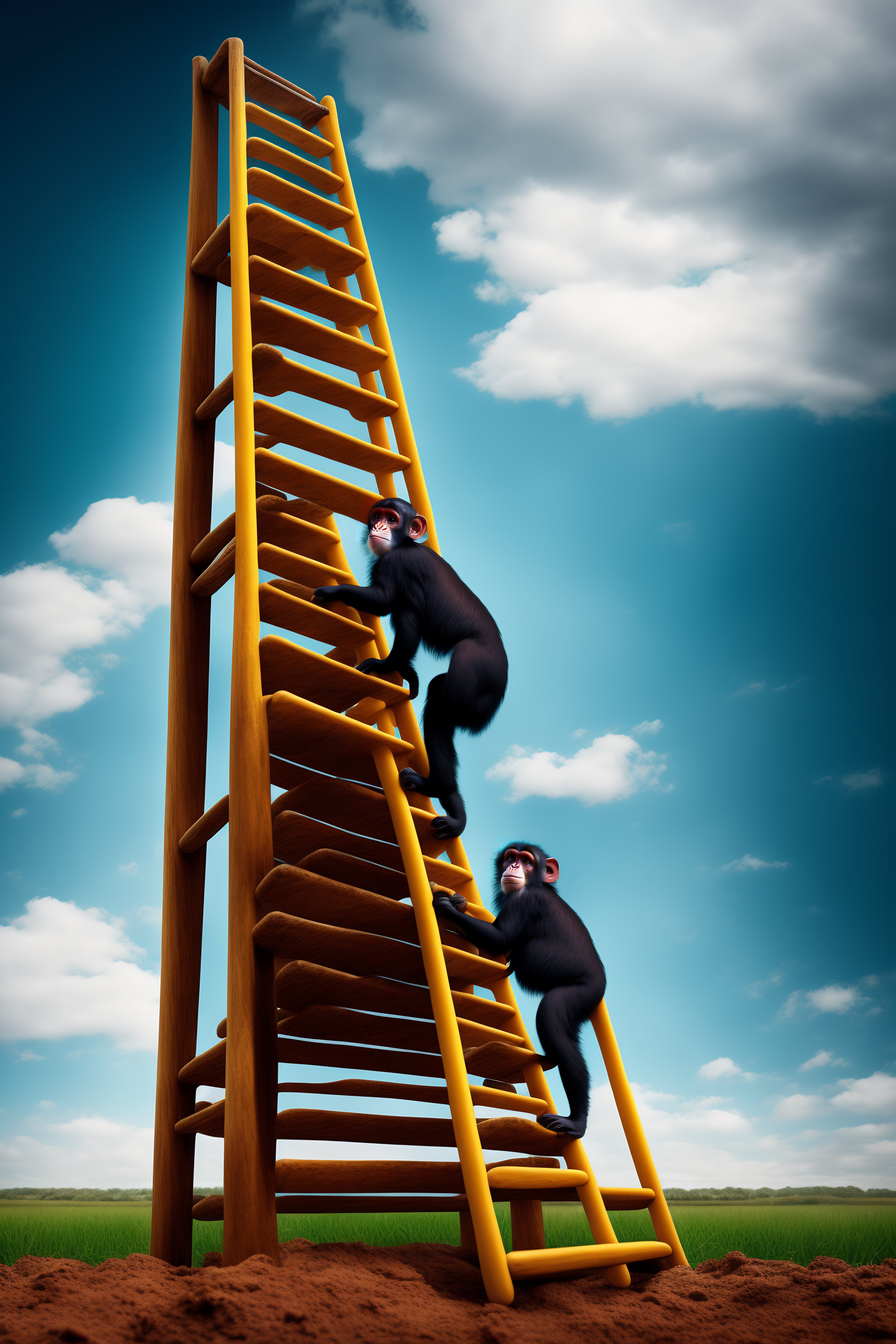 Lexica - 5 monkeys and bananas on the top of the ladder