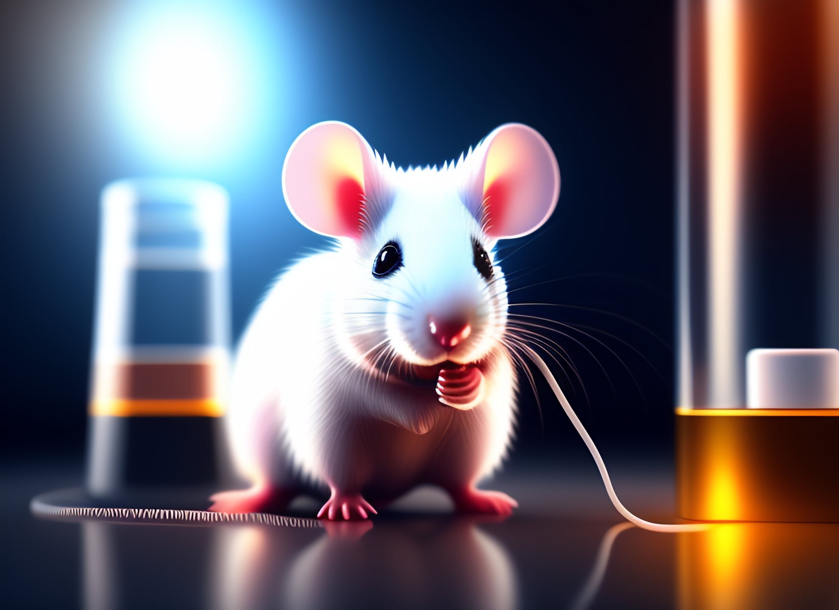 Lexica - A 3d render of a cute fuzzy pet rat dressed in a white lab ...